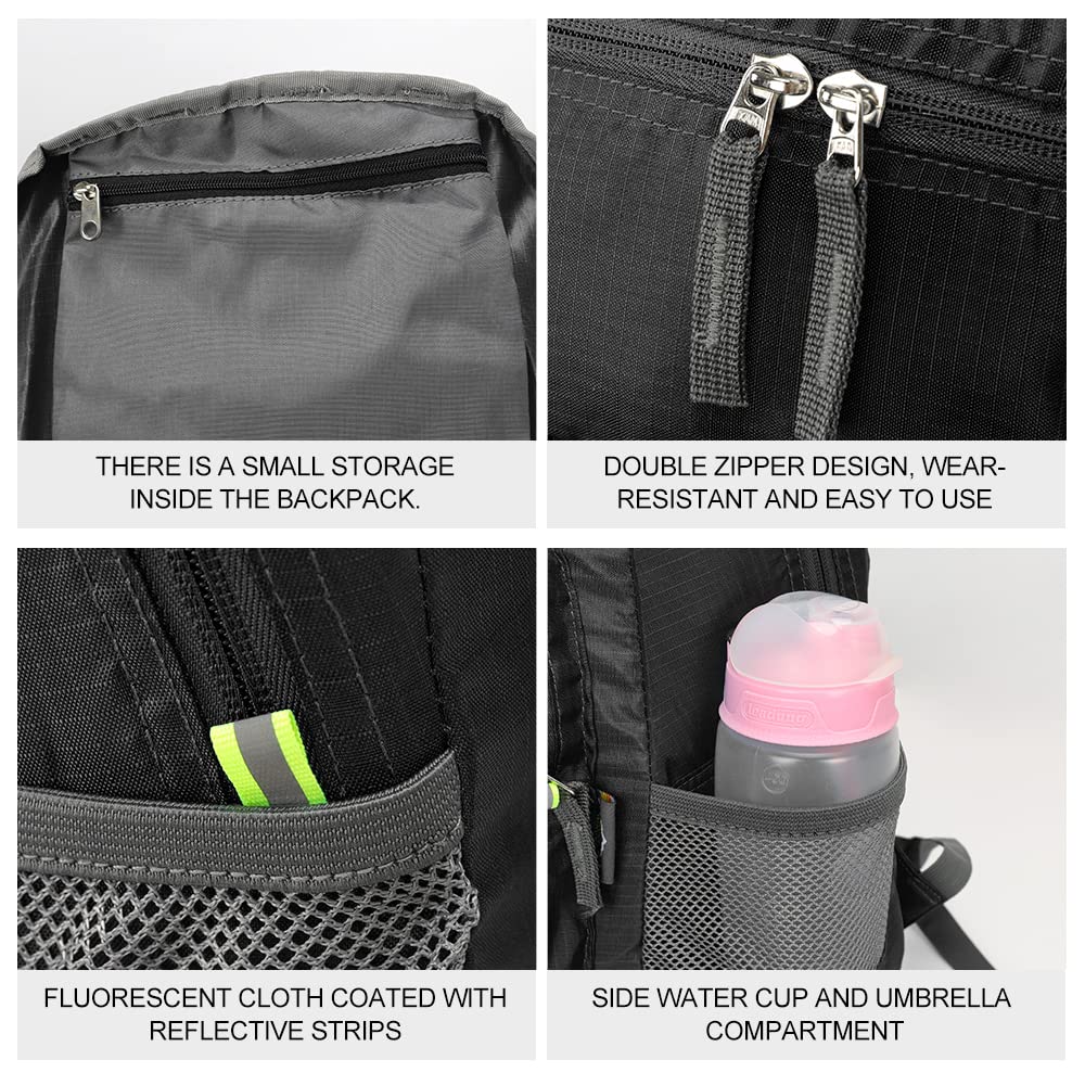 INOXTO 20L Lightweight Hiking Backpack Small Foldable Hiking Daypack for Outdoor Hiking Travel Camping , Packable Travel Backpack for Women Men