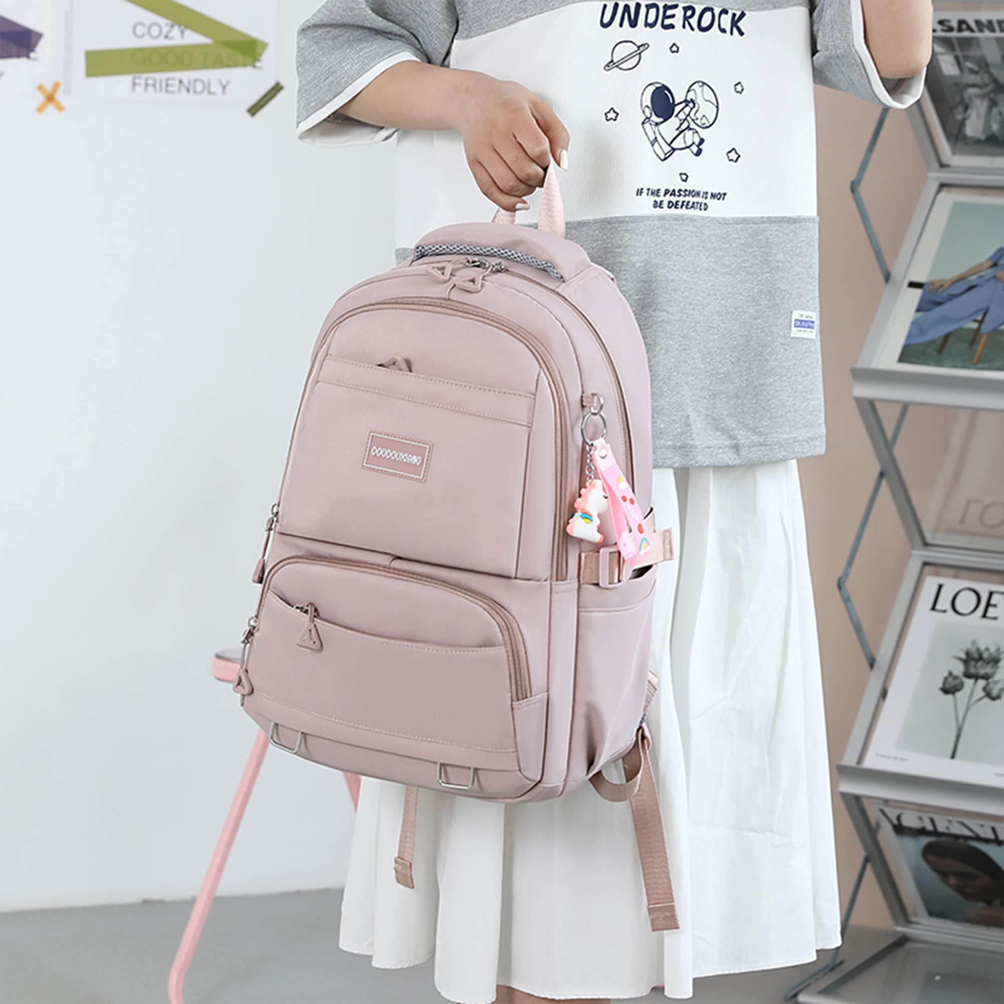 Backpack for School Girls Bookbag Cute Bag College Middle High Elementary School Backpack for Teen Girls (Blue)