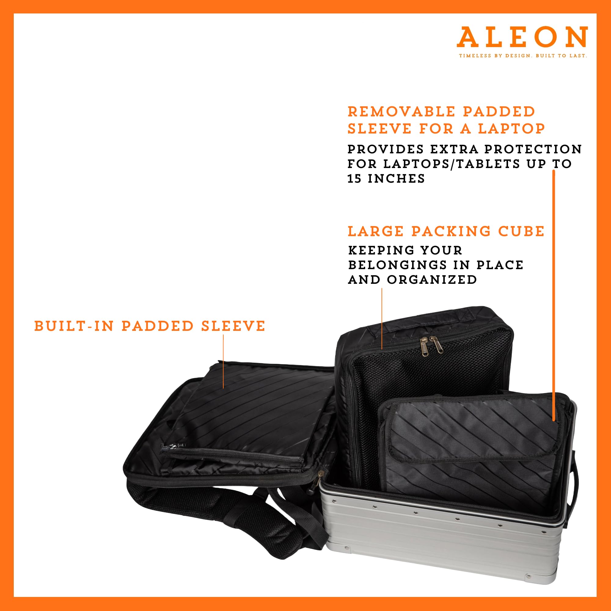 ALEON 17" Hybrid Aluminum Backpack- Outdoor backpack in Silver- Comfortable and sturdy case for photo equipment or laptop. Also ideal as a work backpack for craftsmen or as a school backpack.