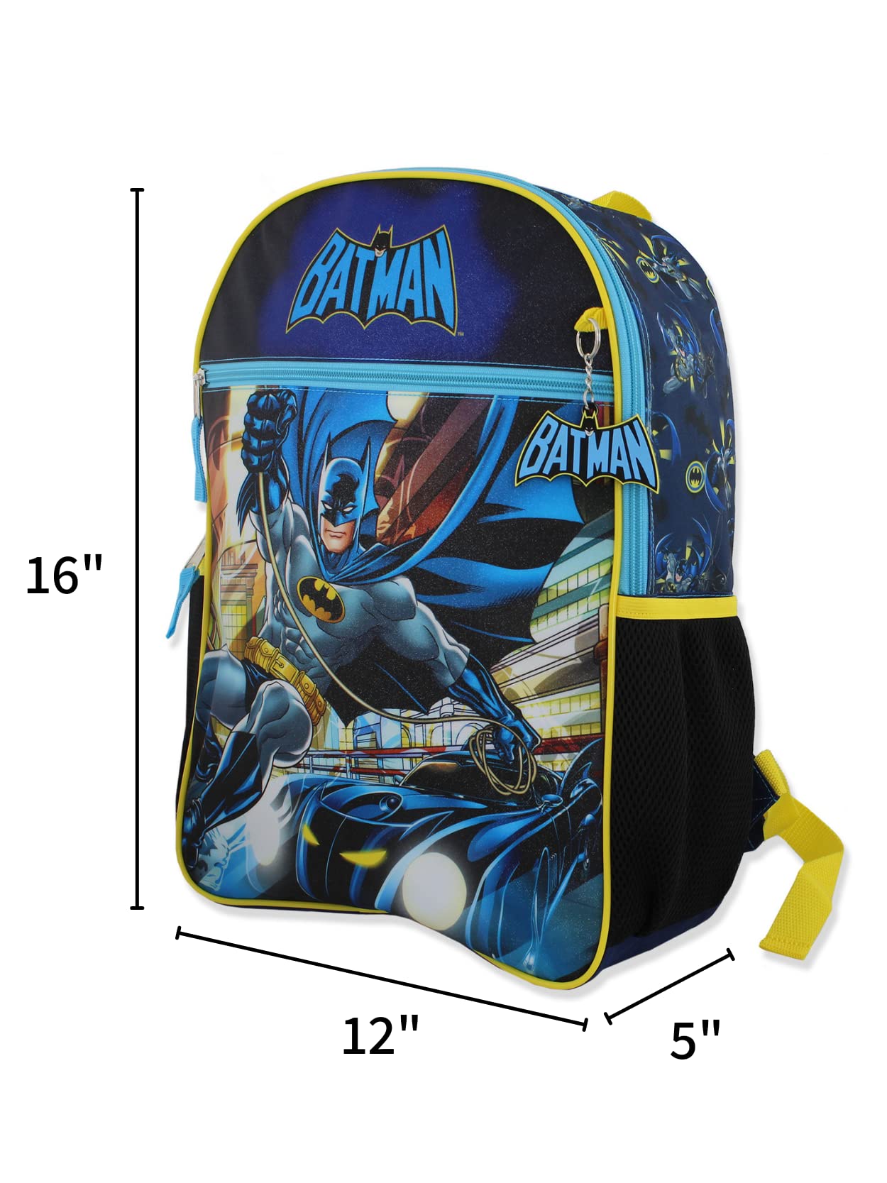 DC Comics Batman Boys 16" Backpack 5 piece School Set (One Size, Blue)