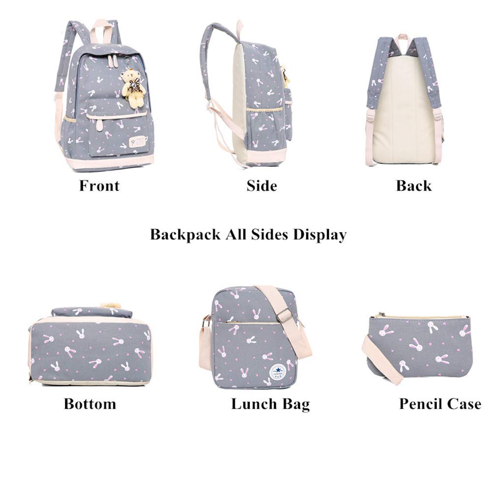 3Pcs Girl Backpack Sets Cute Cartoon Rabbit Prints Elementary Students Daypack Primary Schoolbag Kids Knapsack for School