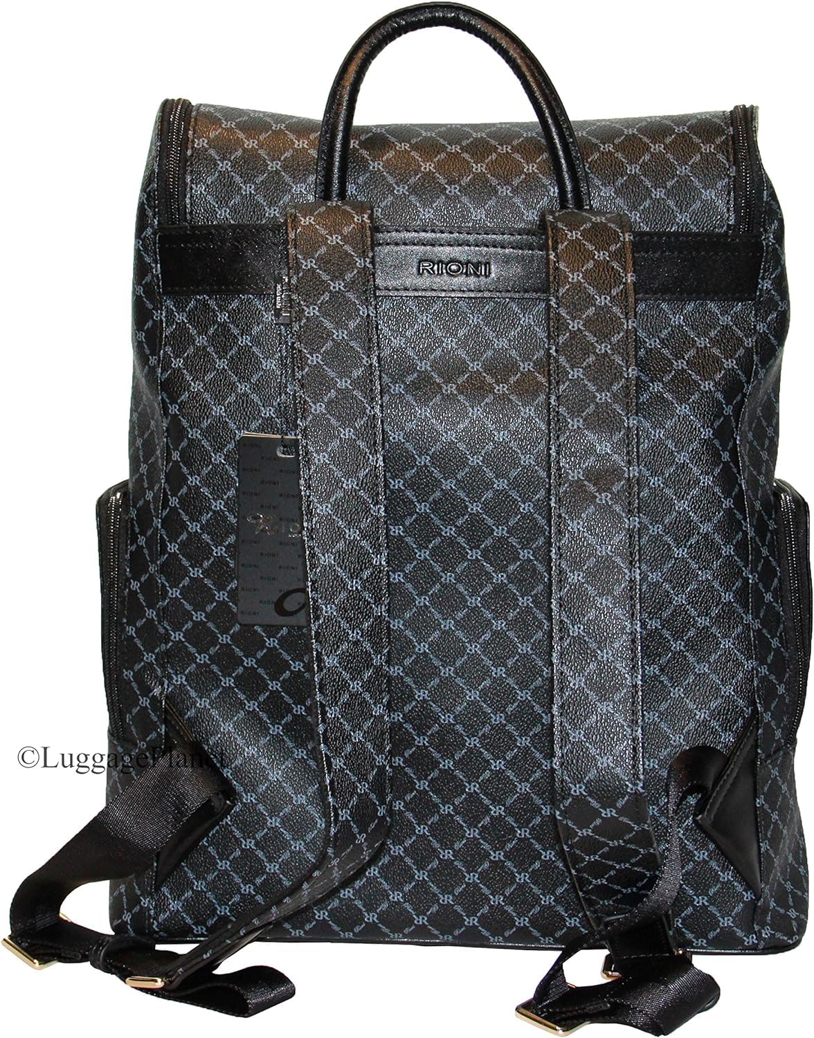 Rioni Top Loading Cambridge Travel Daypack Backpack Unisex - Signature Black