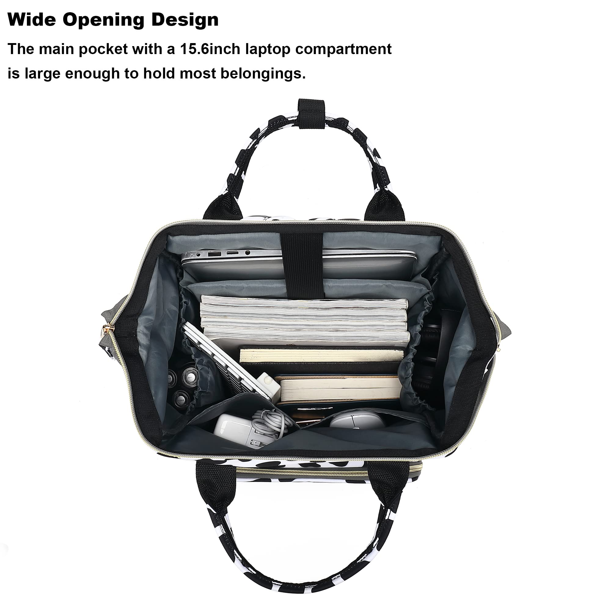 Yusudan Cow Print Laptop Backpack for Womens Girls, College Backpacks School Bag Bookbag 15.6 Inch Computer Backpack
