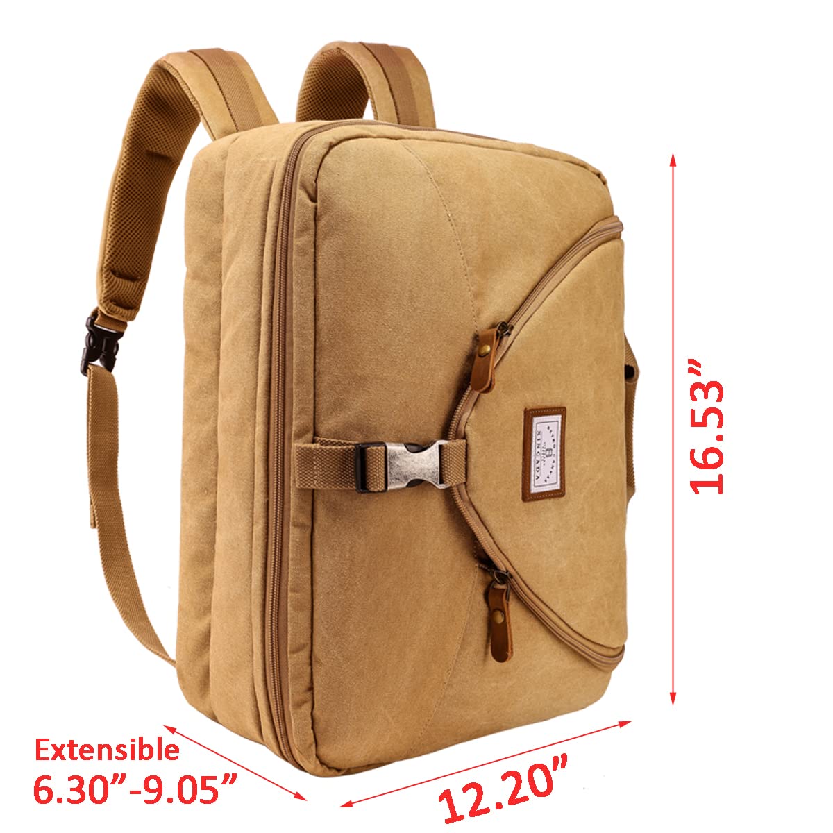 XINCADA Canvas Messenger Bag Crossbody Shoulder Bags Convertible Travel Business Backpack Multi-Functional Laptop Briefcase Backpack Crossbody Handbag 3-IN-1 (Khaki)