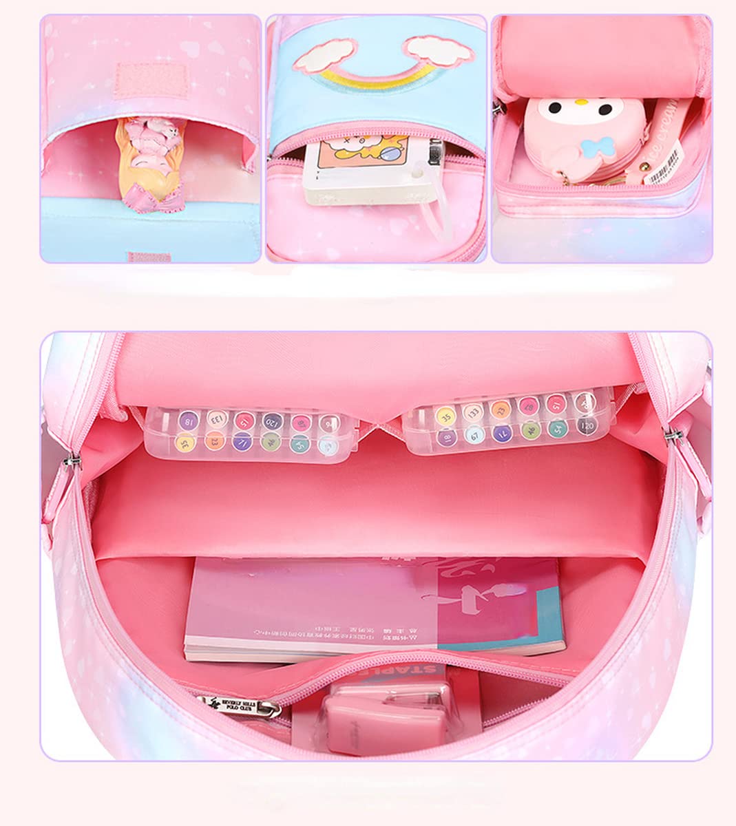 Mylshbest Rainbow Backpack for Girls, Large Capacity Student Laptop Backpacks BookBag Casual Travel Princess Daypack