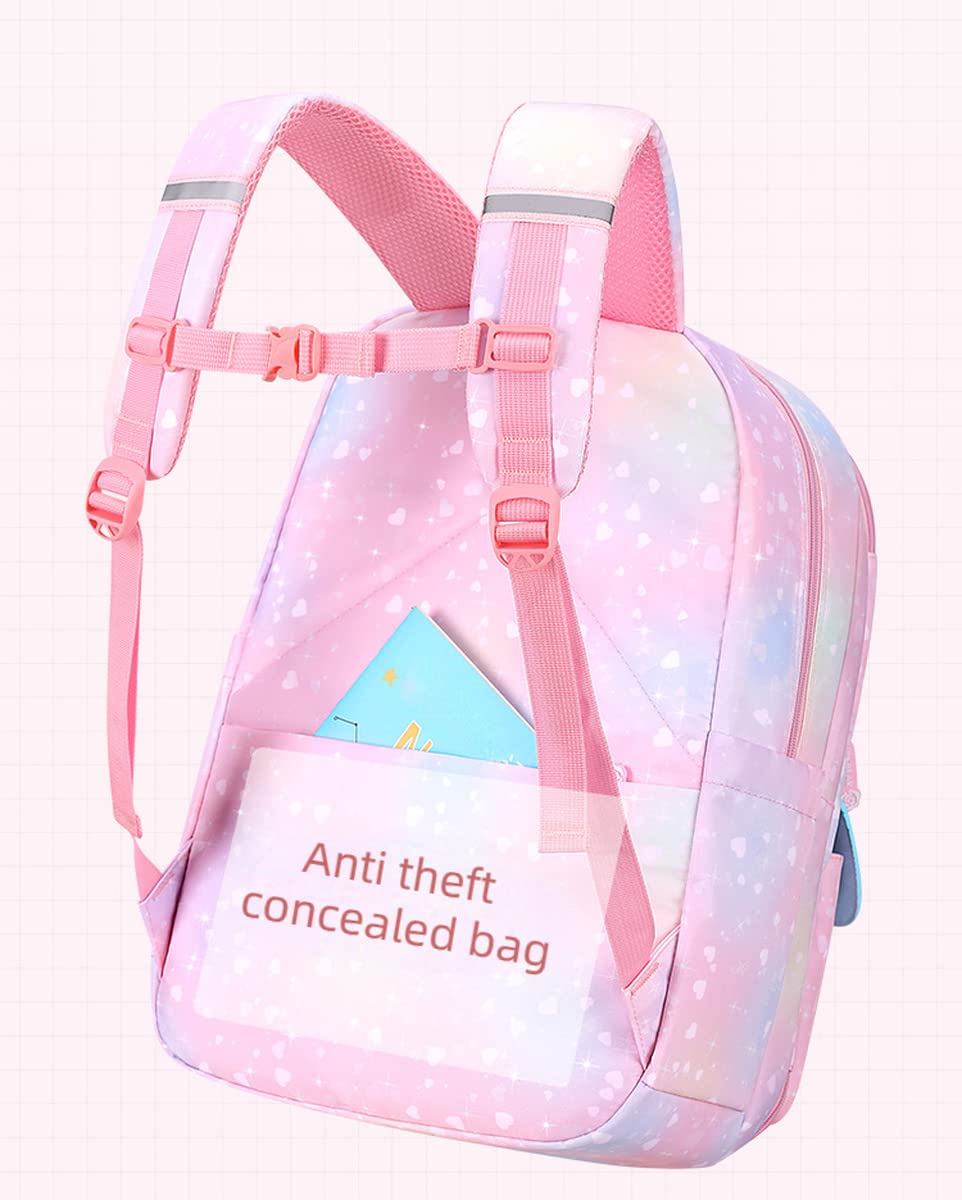 Mylshbest Rainbow Backpack for Girls, Large Capacity Student Laptop Backpacks BookBag Casual Travel Princess Daypack
