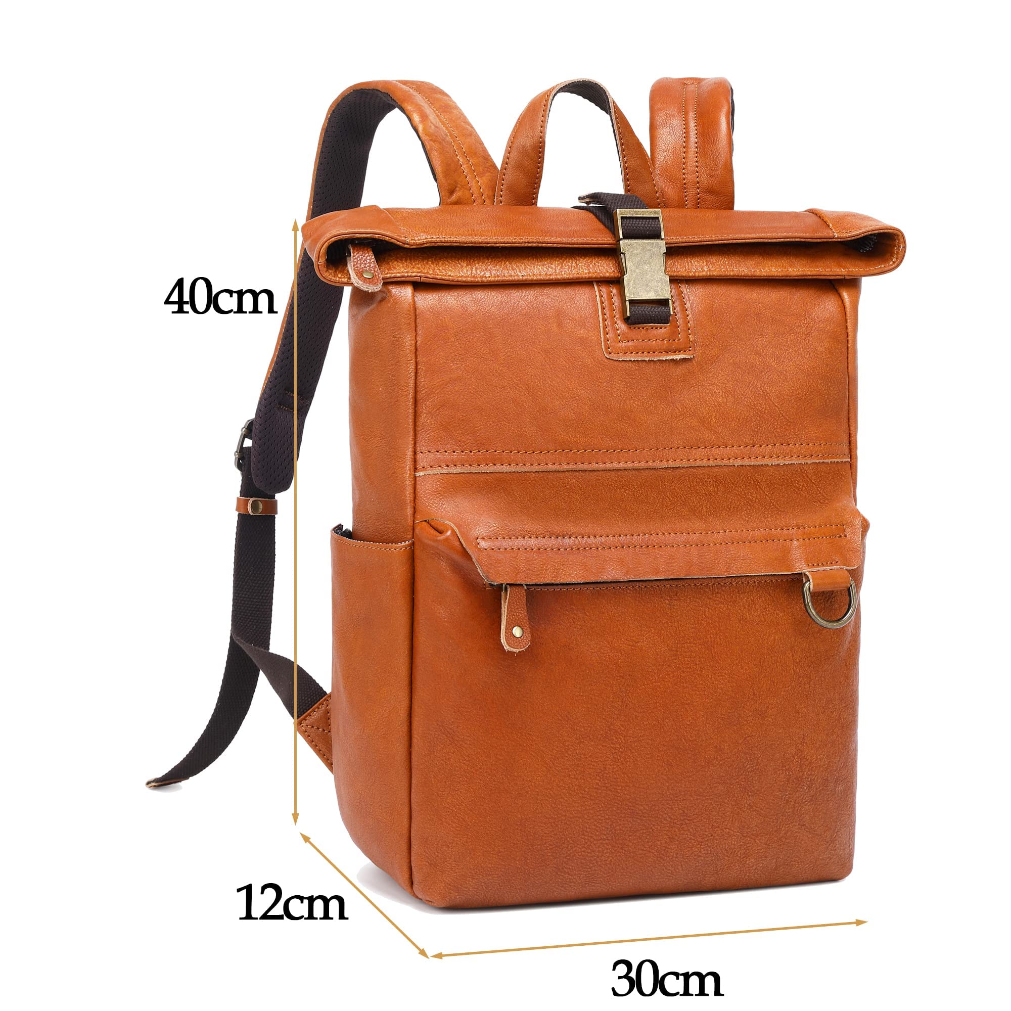 G-FAVOR Leather Backpack Vintage Laptop Rucksack Large Waterproof Bookbag College School Daypack for Men and Women - Brown