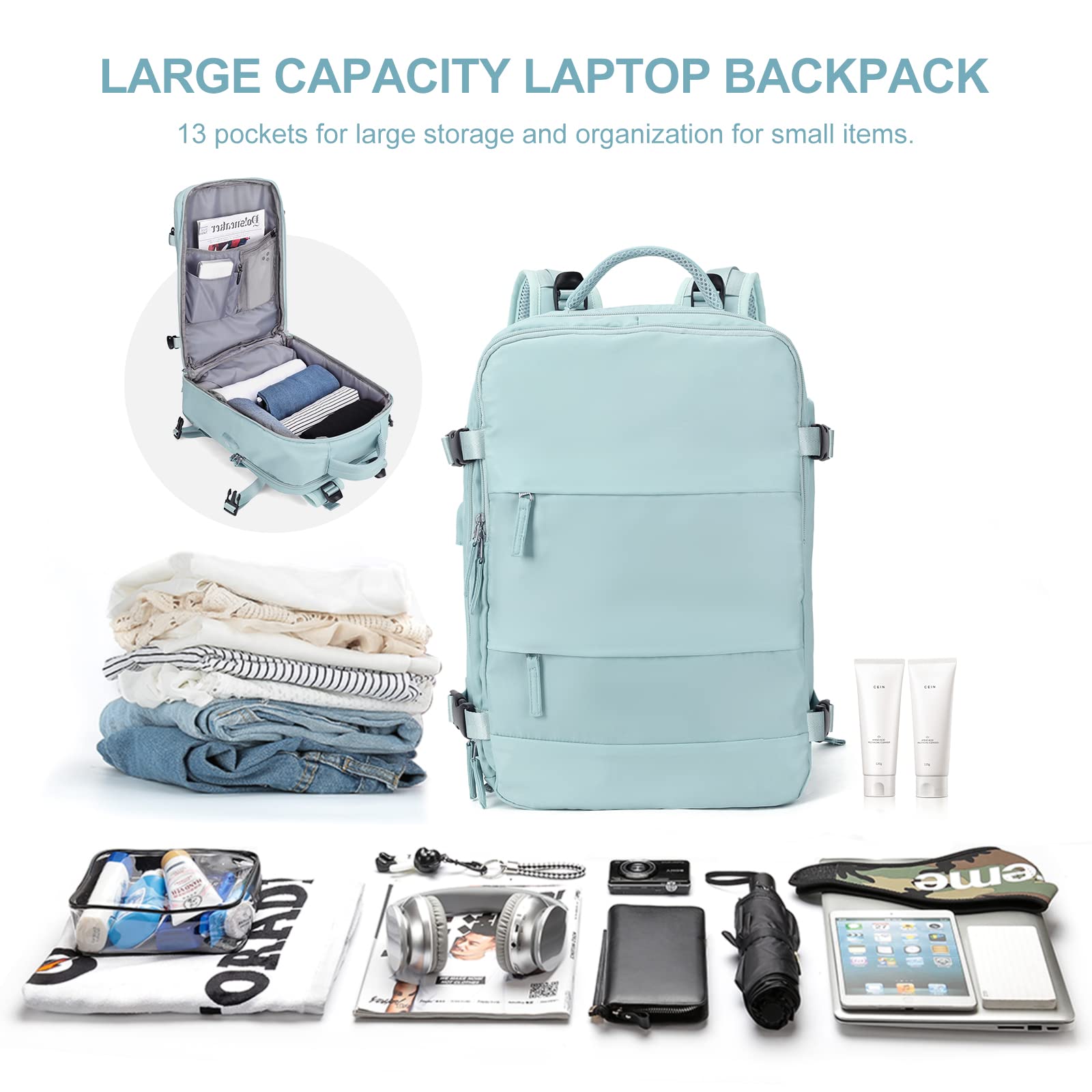 Laptop Backpack for Women, Travel Backpack with with Shoes Compartment & Wet Pocket, School Backpack fit 15.6 Inch Laptop