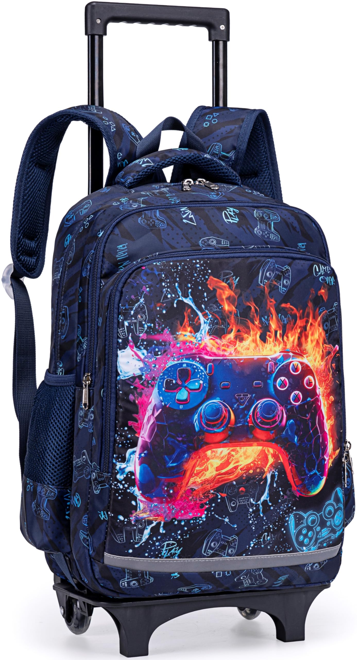 CAMTOP 18 Inch Rolling Backpack Girls Travel Roller Bag with Wheels Kids School Bags Wheeled Luggage Backpack (Galaxy-Rainbow)