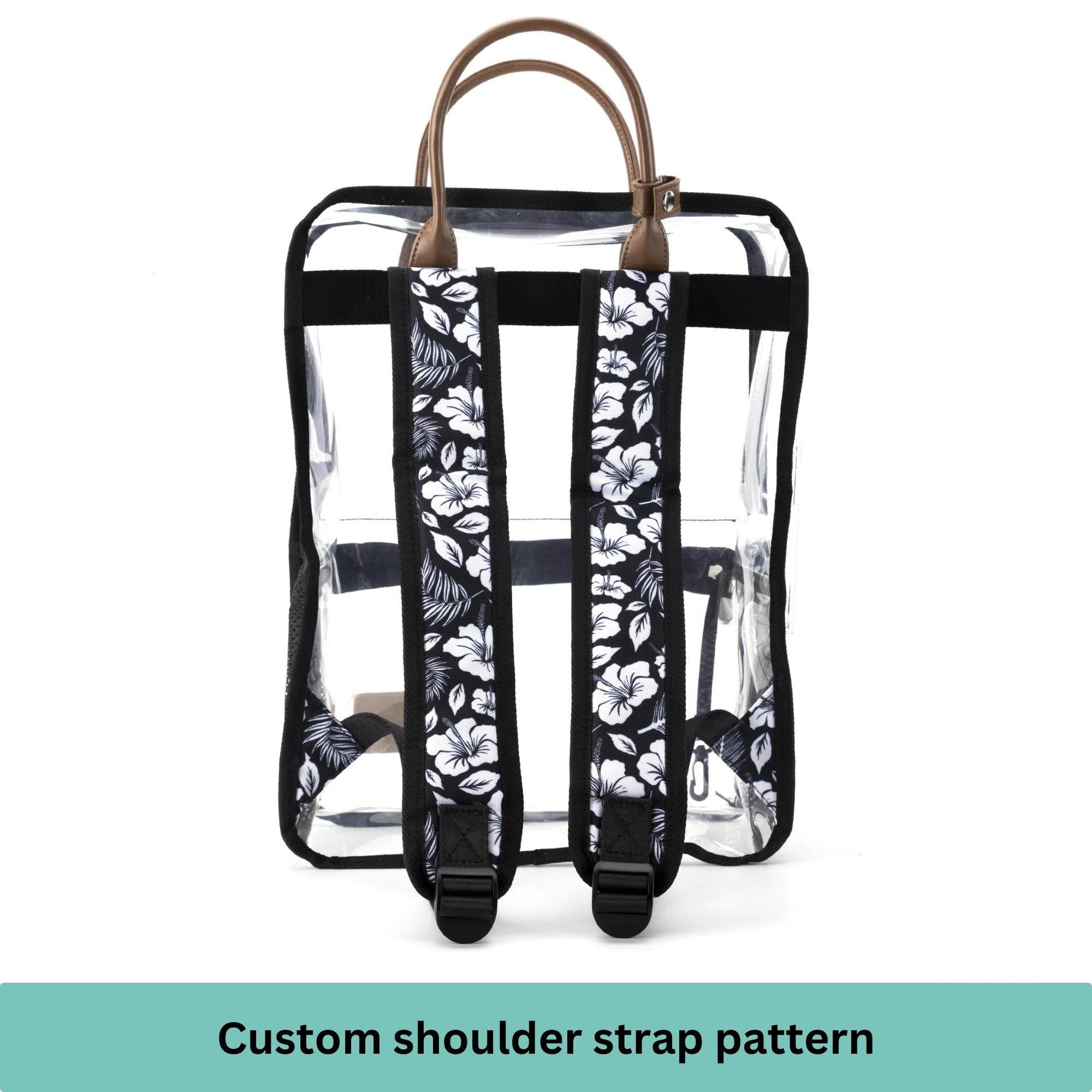 Thick Clear Backpack with Leather Carrying Handle, Transparent School Book Bag, See Through Bags for for Adults, TPU Bookbags