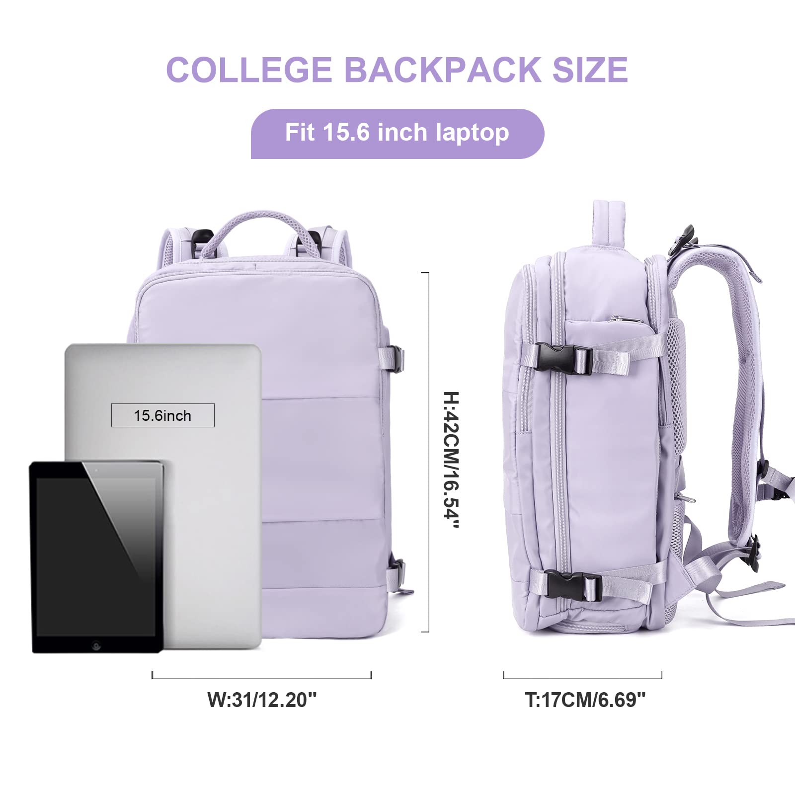 Laptop Backpack for Women, Travel Backpack with with Shoes Compartment & Wet Pocket, School Backpack fit 15.6 Inch Laptop