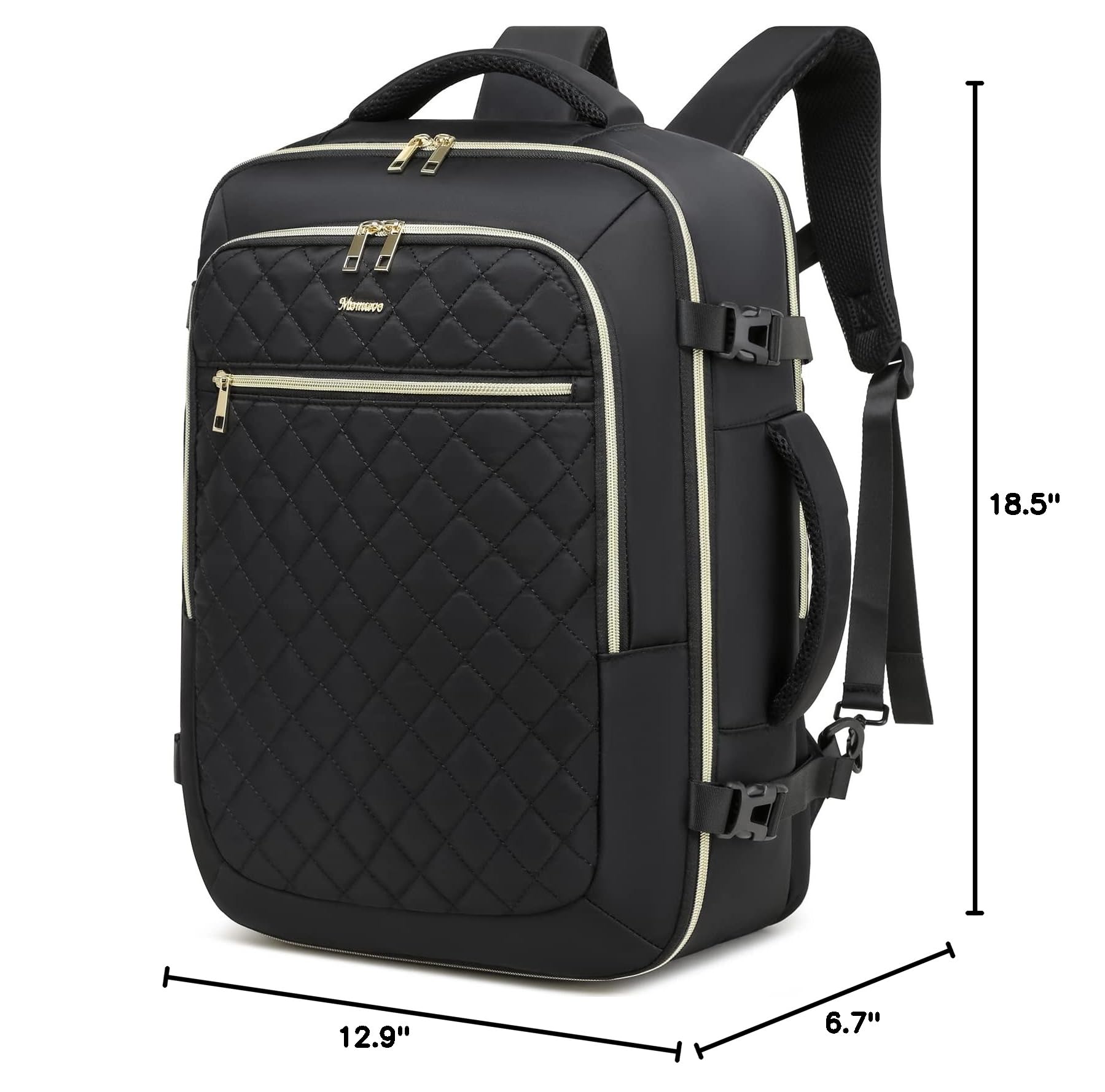 MOMUVO Travel Backpack for Women, 17 Inch Flight Approved Carry on Backpack Water Resistant Large 40L Luggage Daypack Business College School Weekender Overnight Laptop Backpack, Black