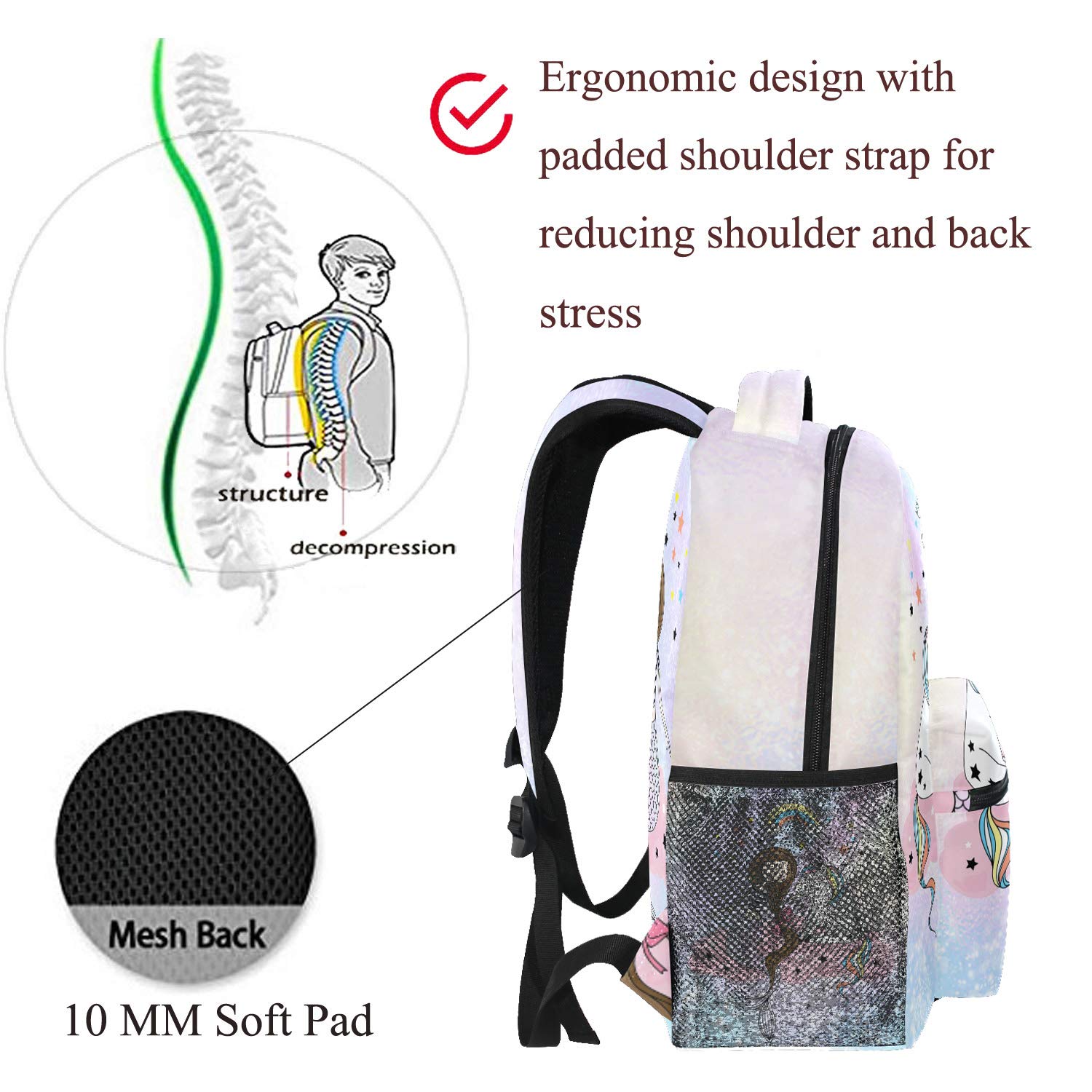 Wamika Mermaid Dab Unicorn Kids Backpack School Bookbags Girls Boys