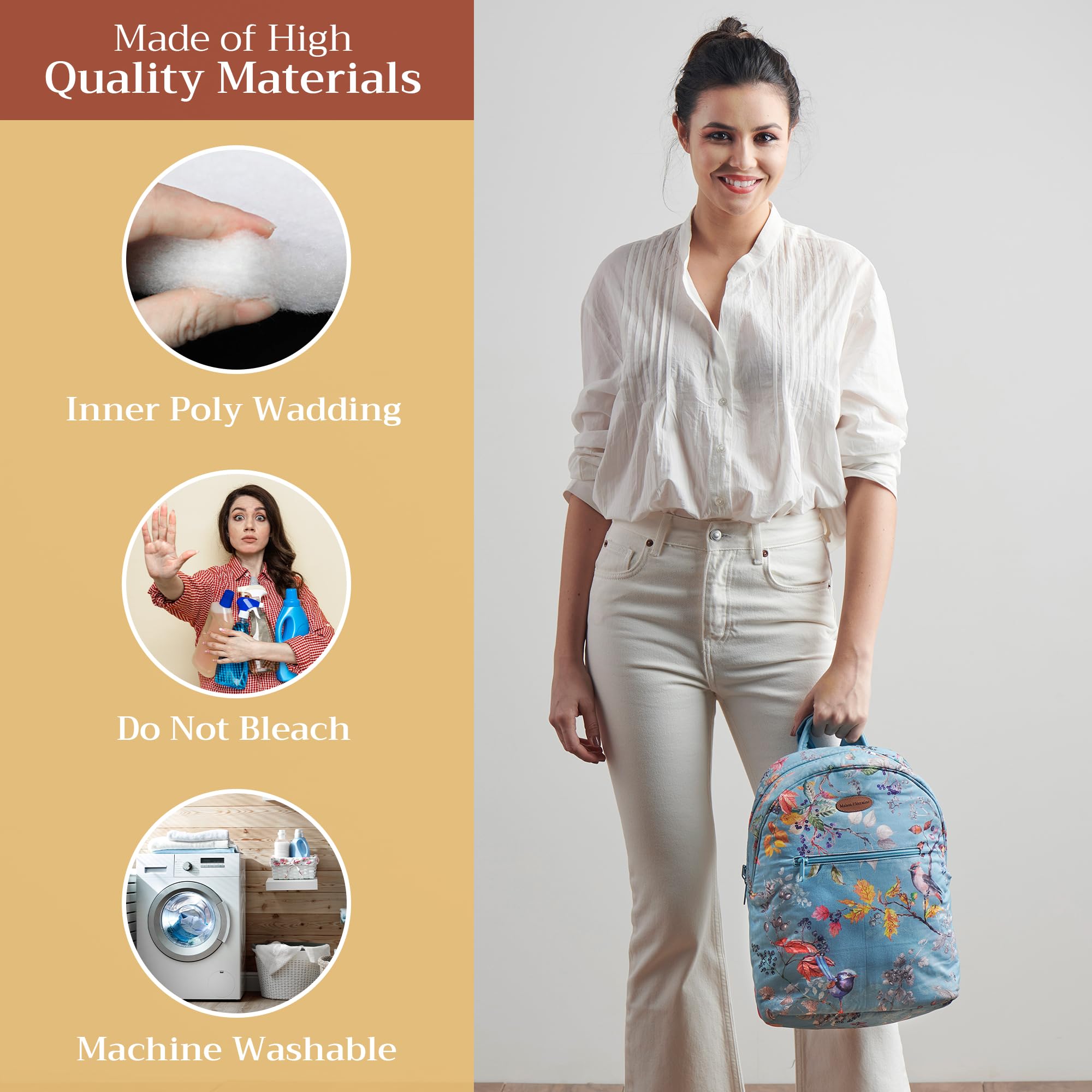 Maison d' Hermine Equinoxe Cotton Backpack with Small Pouch Lightweight Bag for Travel College School Work Beach Perfect for Women & Men Students