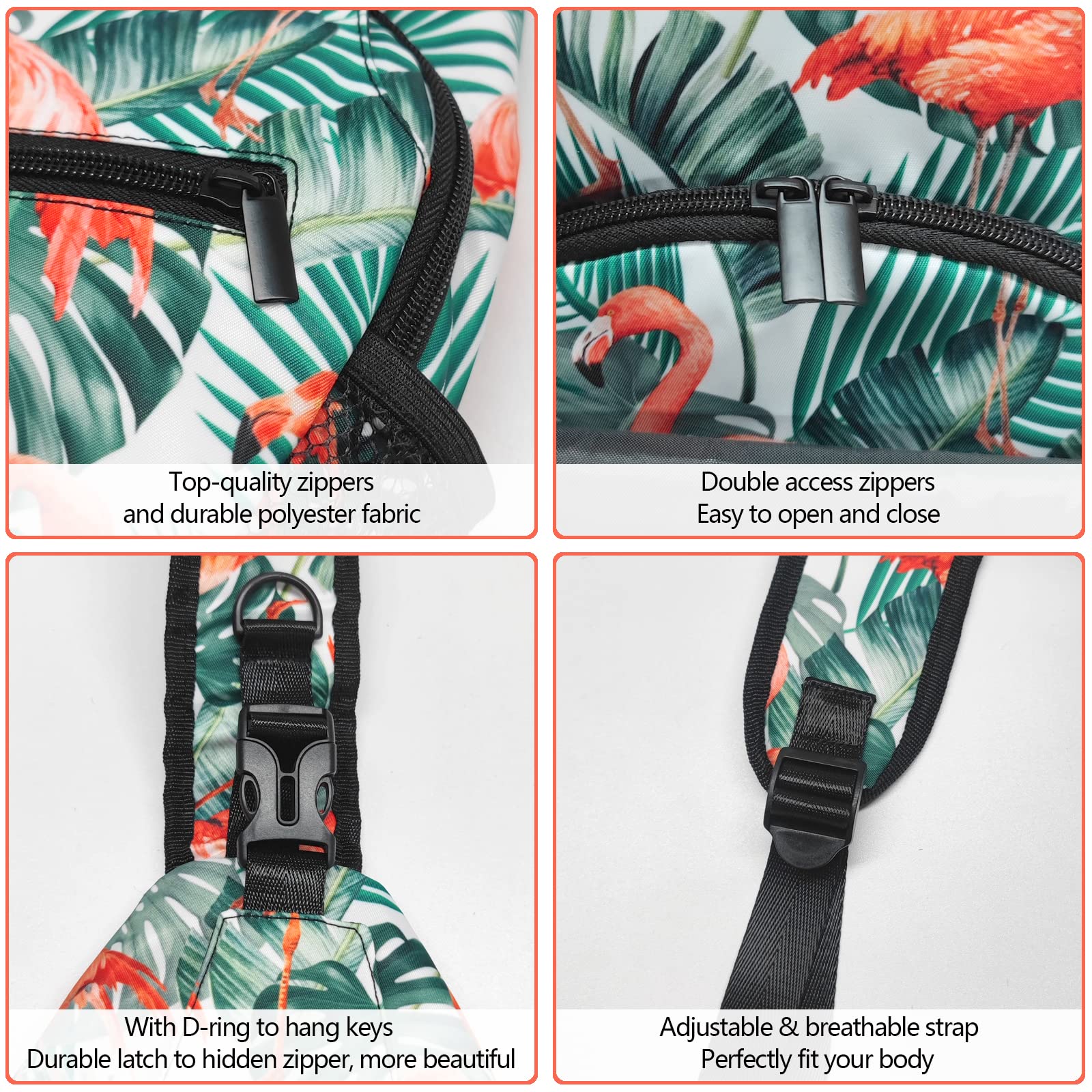 Docsckus Unisex Waterproof Sling Bag Casual Crossbody Shoulder Backpack Chest Daypack for Men Women Travel Sport Hiking Gym Flamingo