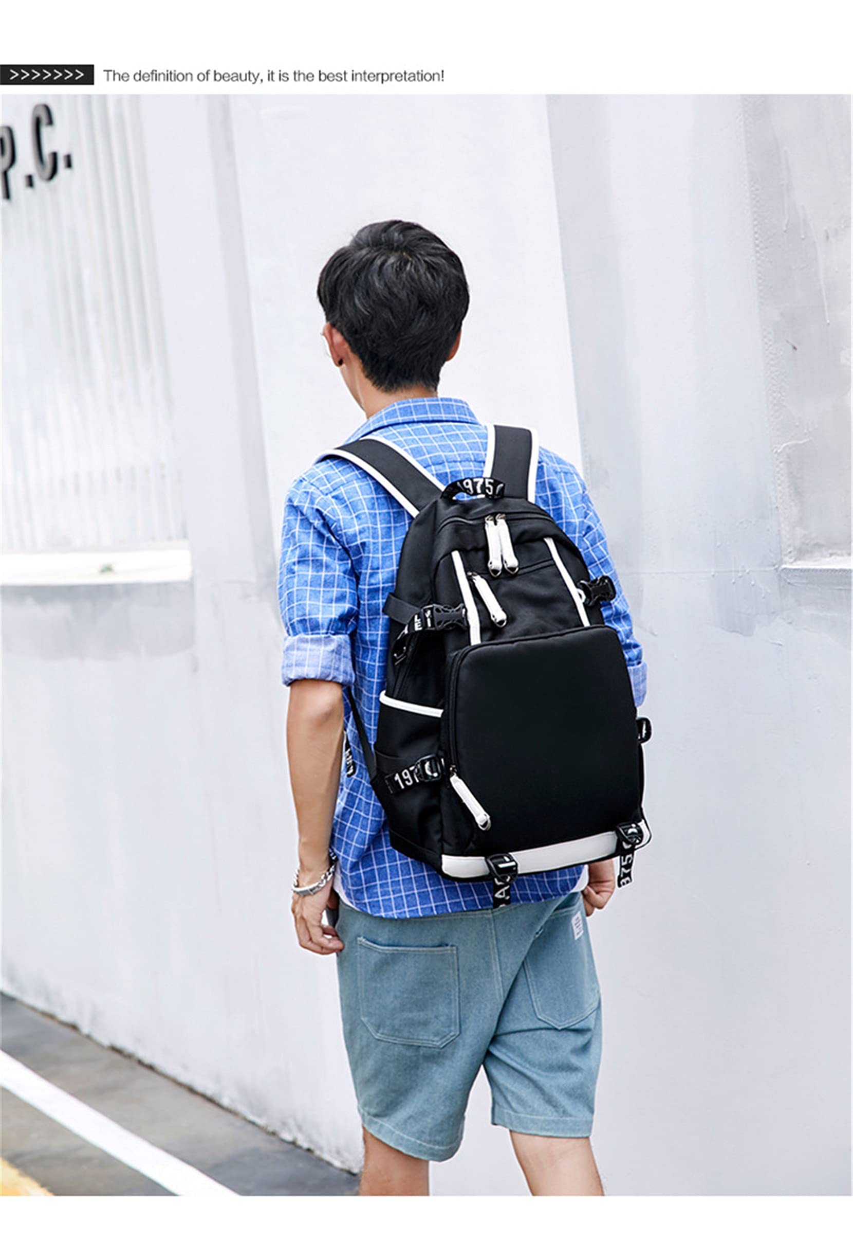 ISaikoy Anime Plants vs. Zombies Backpack Shoulder Bag Bookbag School Bag Daypack Laptop Bag Color15 Black