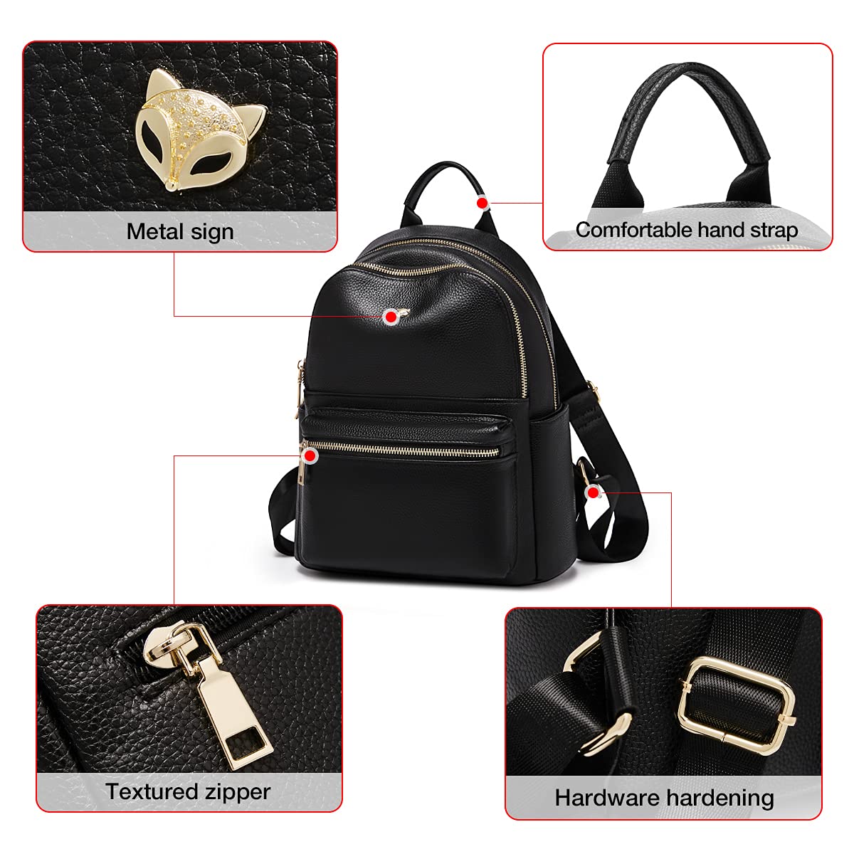 FOXLOVER Genuine Leather Backpack for Women Fashion Convertible Travel Bags Ladies Shoulder Bag College Daypack Small Purses