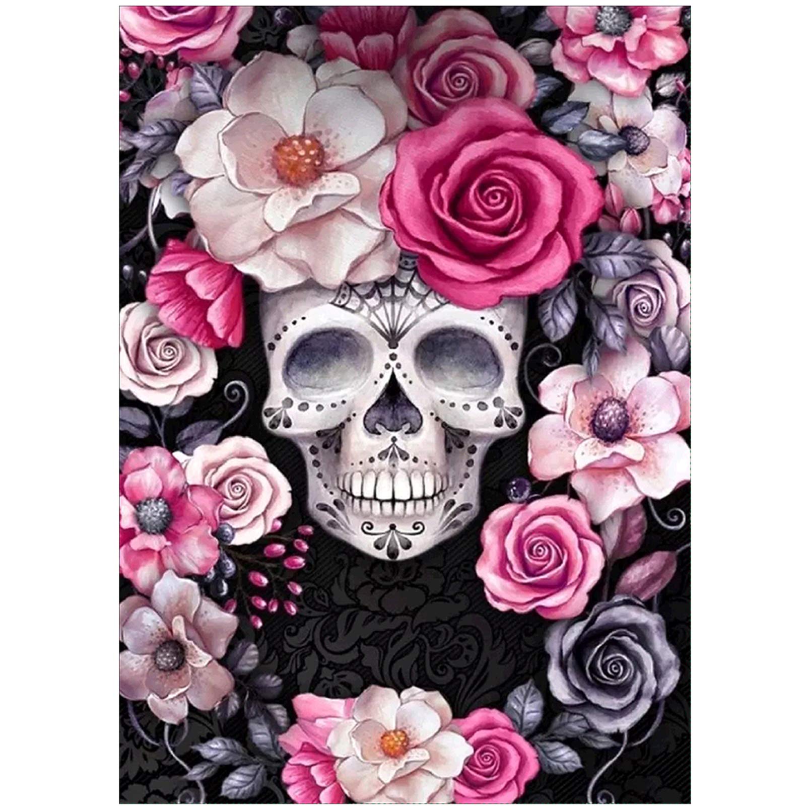 YNC DIY Square Diamond Painting Skull Flower for Adult Full Drill Paint with Diamonds Kits 5D Diamond Art for Wall Decor-YNC001 (red)