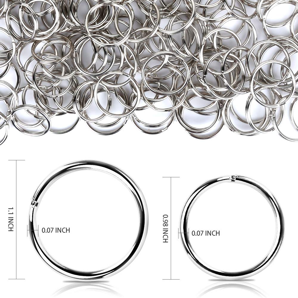 FANDAMEI 200 Pieces Split Key Rings Bulk for Keychain Key and Art Crafts(25 mm /0.98 inch 100pcs ,28 mm /1.1 inch 100pcs)
