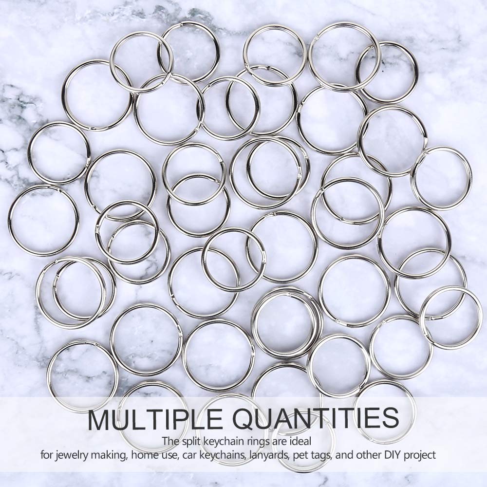 FANDAMEI 200 Pieces Split Key Rings Bulk for Keychain Key and Art Crafts(25 mm /0.98 inch 100pcs ,28 mm /1.1 inch 100pcs)