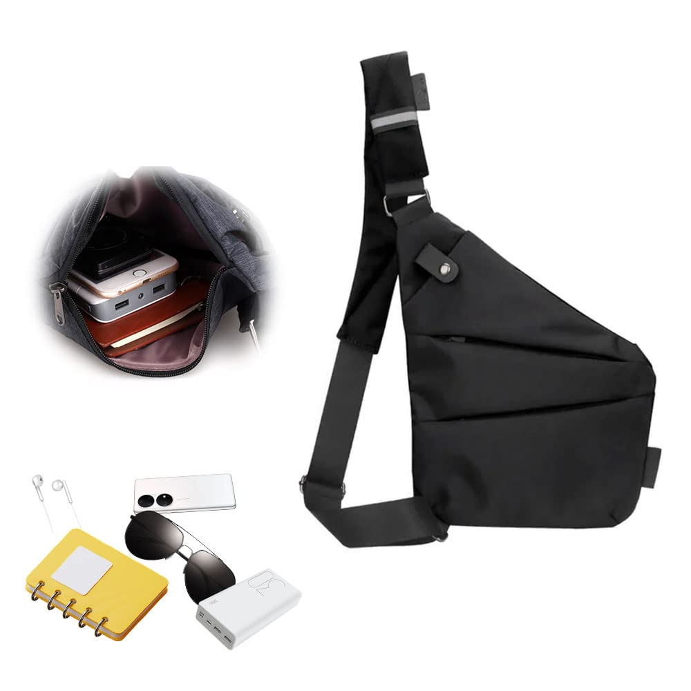 2023 New Personal Flex Bag, Crossbody Sling Bags Chest Shoulder Bags Anti-thief Pocket Bag Side Crossbody Backpack (Black_Left shoulder)