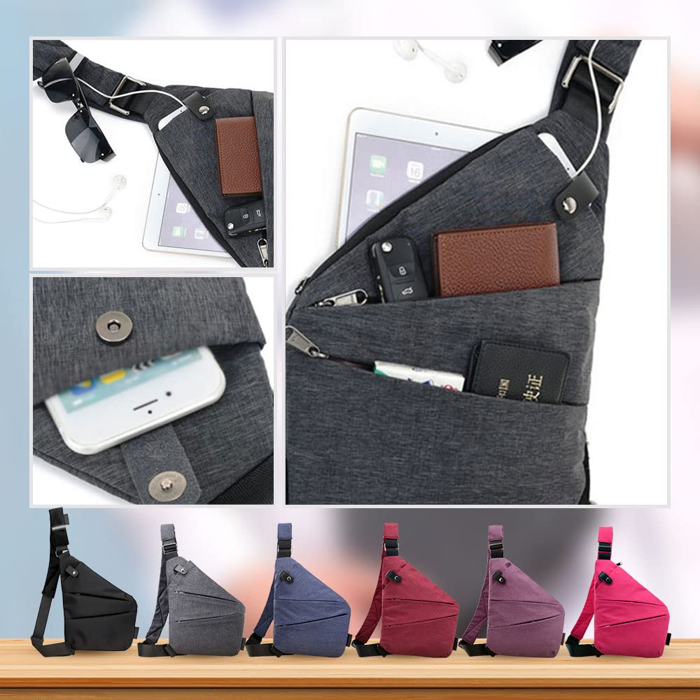 2023 New Personal Flex Bag, Crossbody Sling Bags Chest Shoulder Bags Anti-thief Pocket Bag Side Crossbody Backpack (Black_Left shoulder)