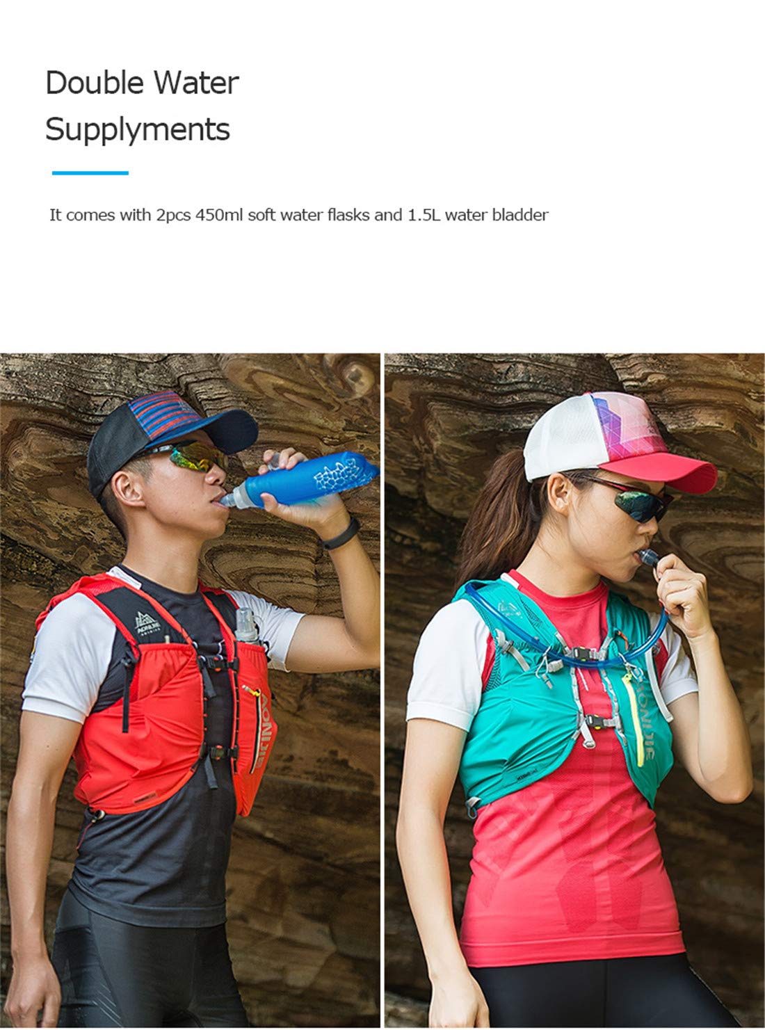 AONIJIE 2.5L/5L/12L Professional Lightweight Cross-Country Backpack Outdoor Hydration Backpack Hiking Camping Climbing (5L# Orange-M/L)