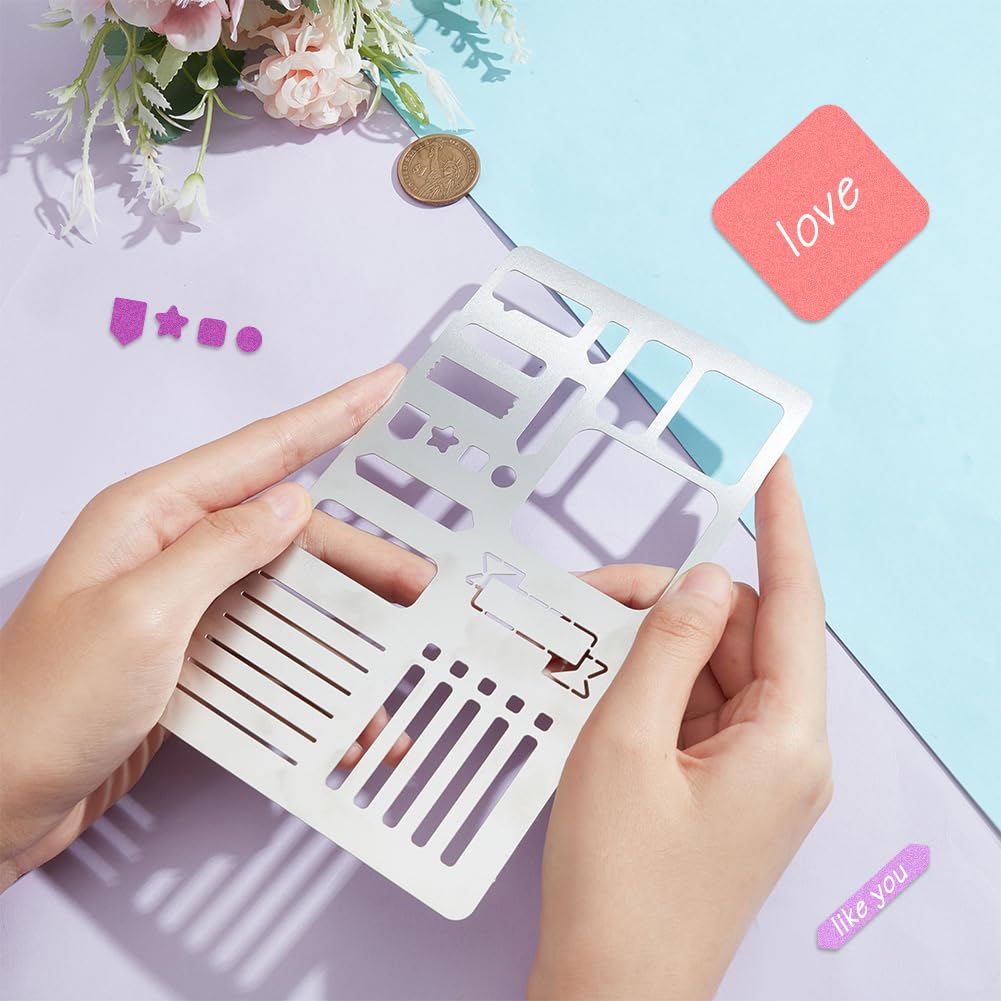 INFUNLY Bookmark Metal Journal Stencil 4X7" Stainless Steel Painting Stencils Kit Metal Frame Drawing Stencil Templates for DIY Engraving Painting Scrapbooking