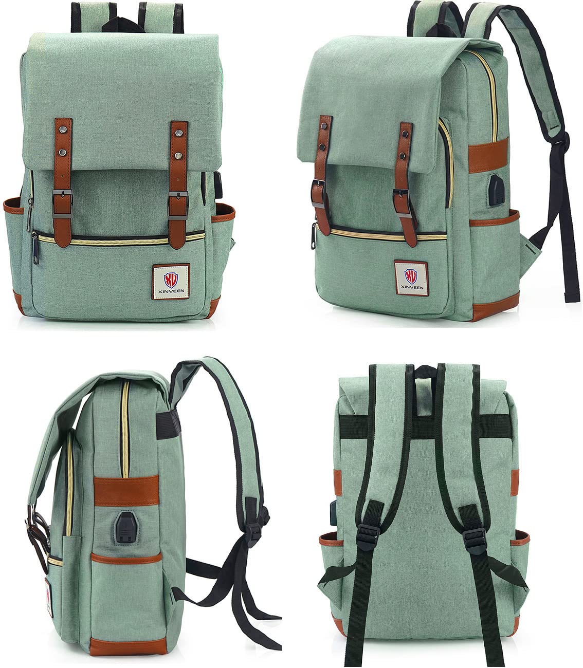 Xinveen Vintage Laptop Backpack Travelling Backpack Casual Daypacks School Shoulder Bag for Men Women Purple