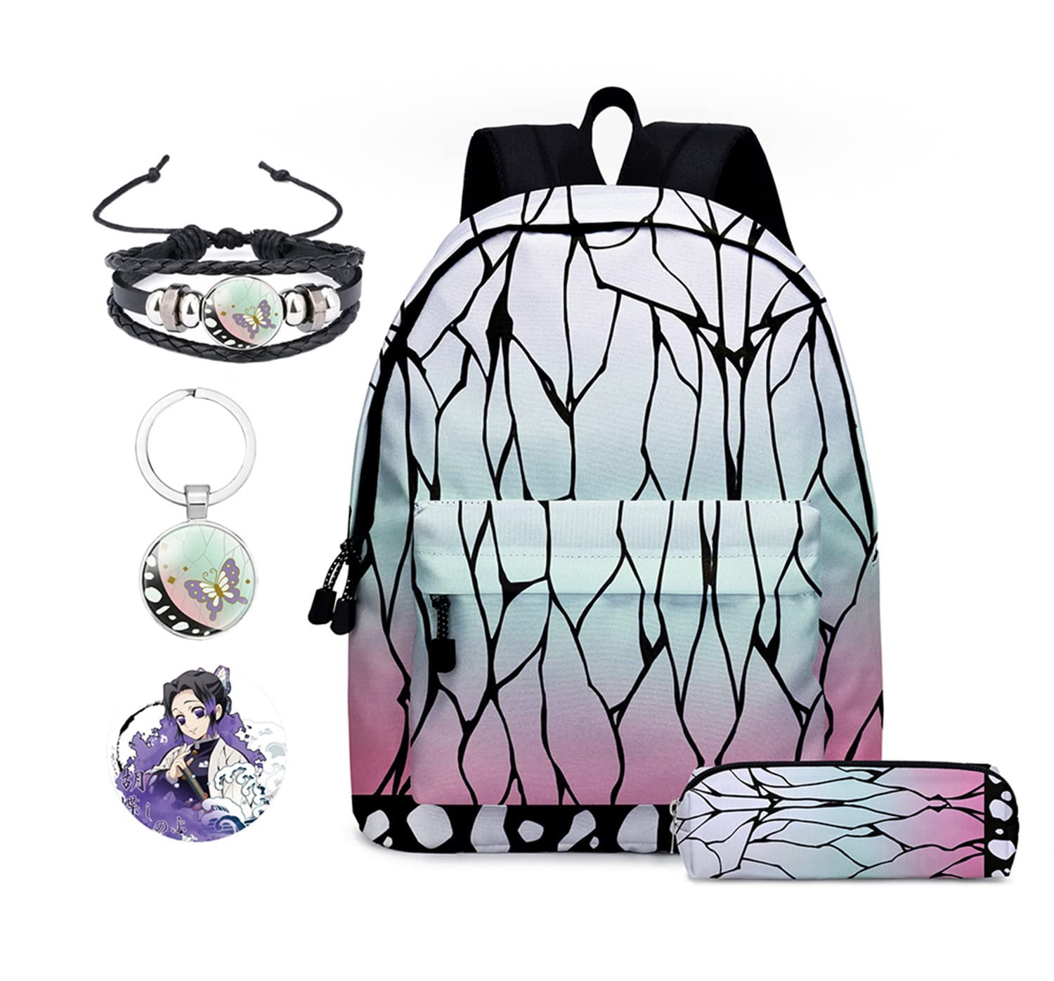 AidiTrend Anime Canvas Bag Kochou Shinobu School Bags Girls Boy Travel Bag Notebook Bags Cosplay Accessories