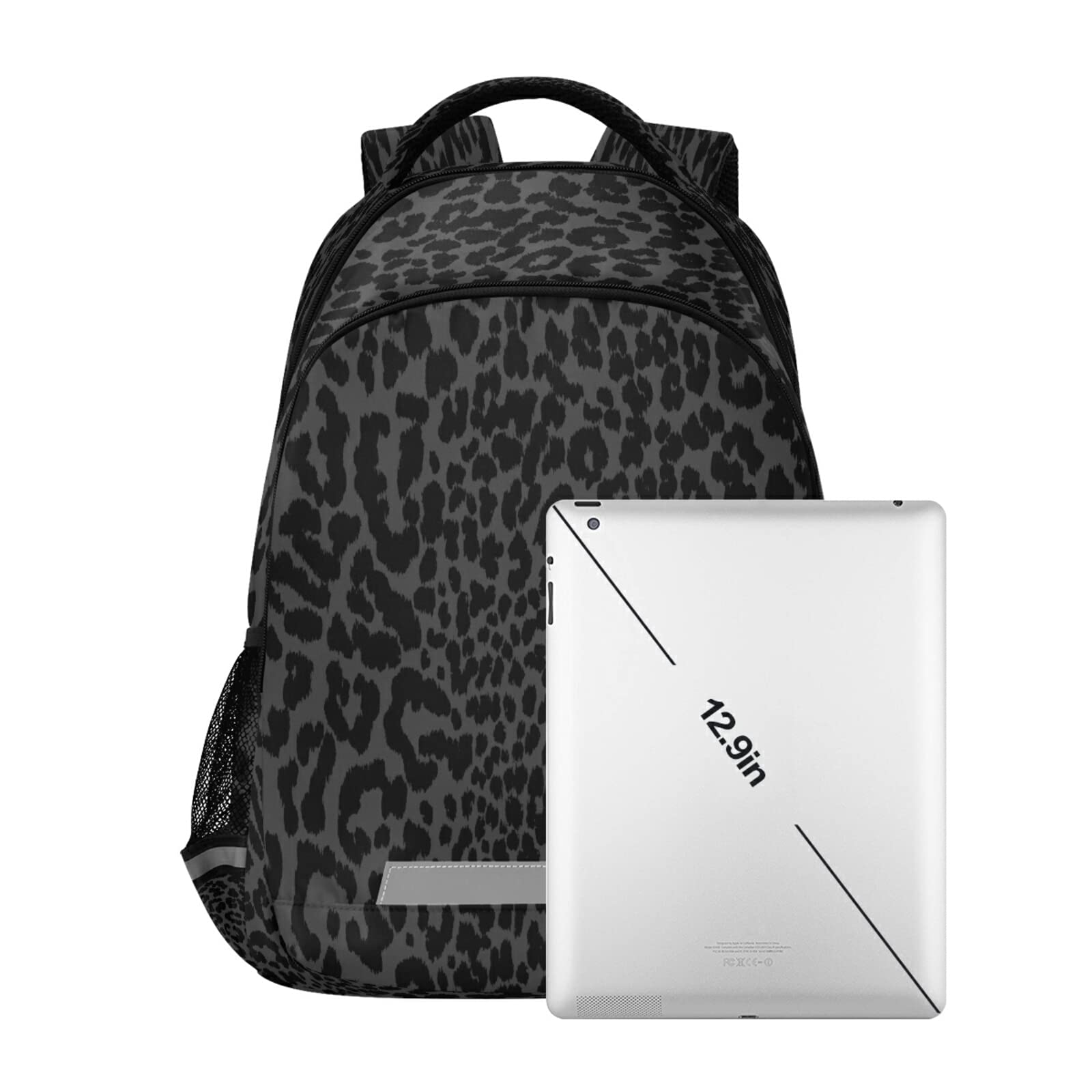 ALAZA Dark Gray Leopard Cheetah Print Backpack for Students Boys Girls School Bag Travel Daypack