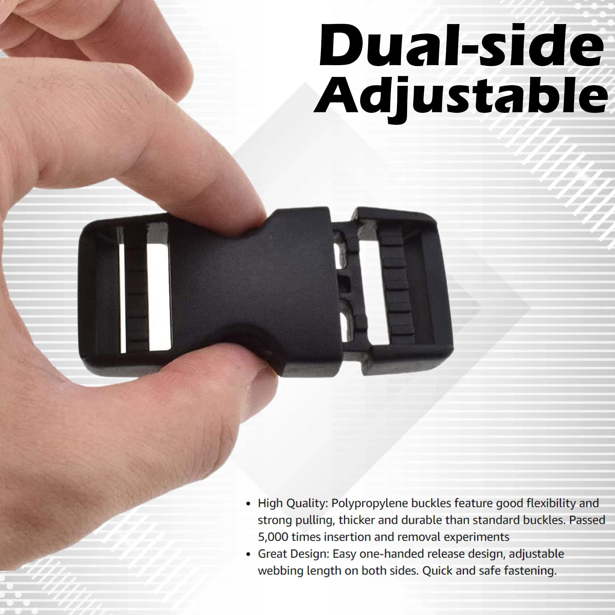 Lxnoap Quick Side Release Buckles 1" Wide Dual Adjustable No Sewing Clips Snaps Heavy Duty Plastic Replacement for Nylon Strap Backpack Fanny Pack Webbing Belt (2 Pack)