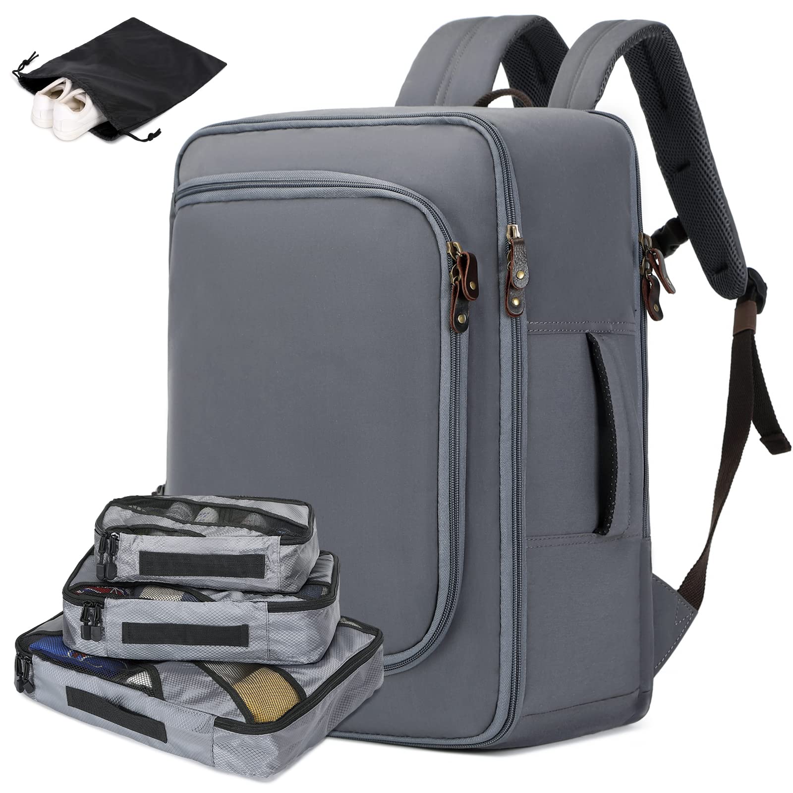 Carry on Backpack, 40L Flight Approved Travel Backpack for Men Women, Extra Large Suitcase Backpack with 4 Packing Cubes, Water Resistant Luggage Weekender Daypack Business Laptop Backpack 17.3 inch