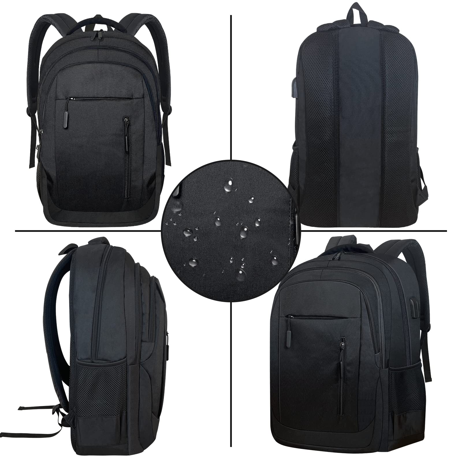 Wesoke Laptop Backpack for Men, 17.3 Inch Travel Backpacks Students BookBag with Laptop Compartment, Water Resistant Business Work Casual Computer Daypack with USB Charging/Headphone Port
