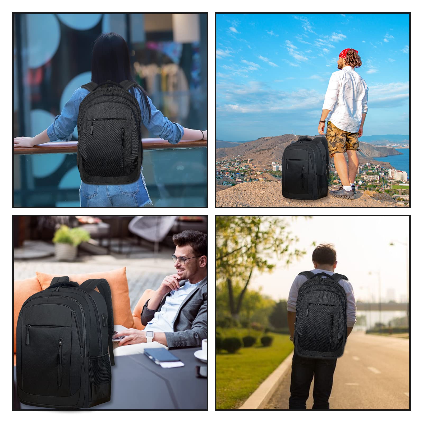 Wesoke Laptop Backpack for Men, 17.3 Inch Travel Backpacks Students BookBag with Laptop Compartment, Water Resistant Business Work Casual Computer Daypack with USB Charging/Headphone Port