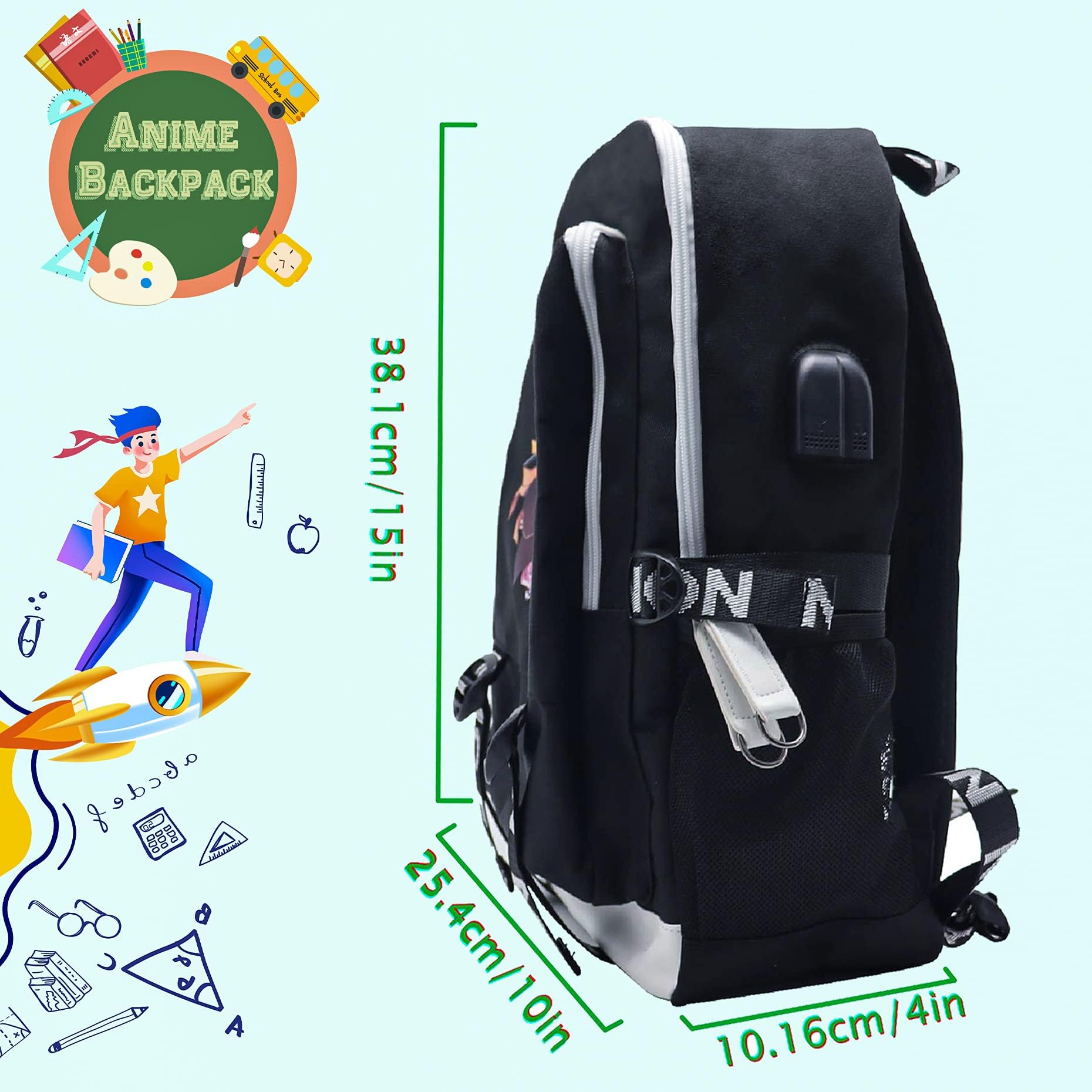 IUTOYYE Boy's Backpack, 3D Print Anime Bags Comic Fans School Student Backpack with USB Charging Port… (M Style)