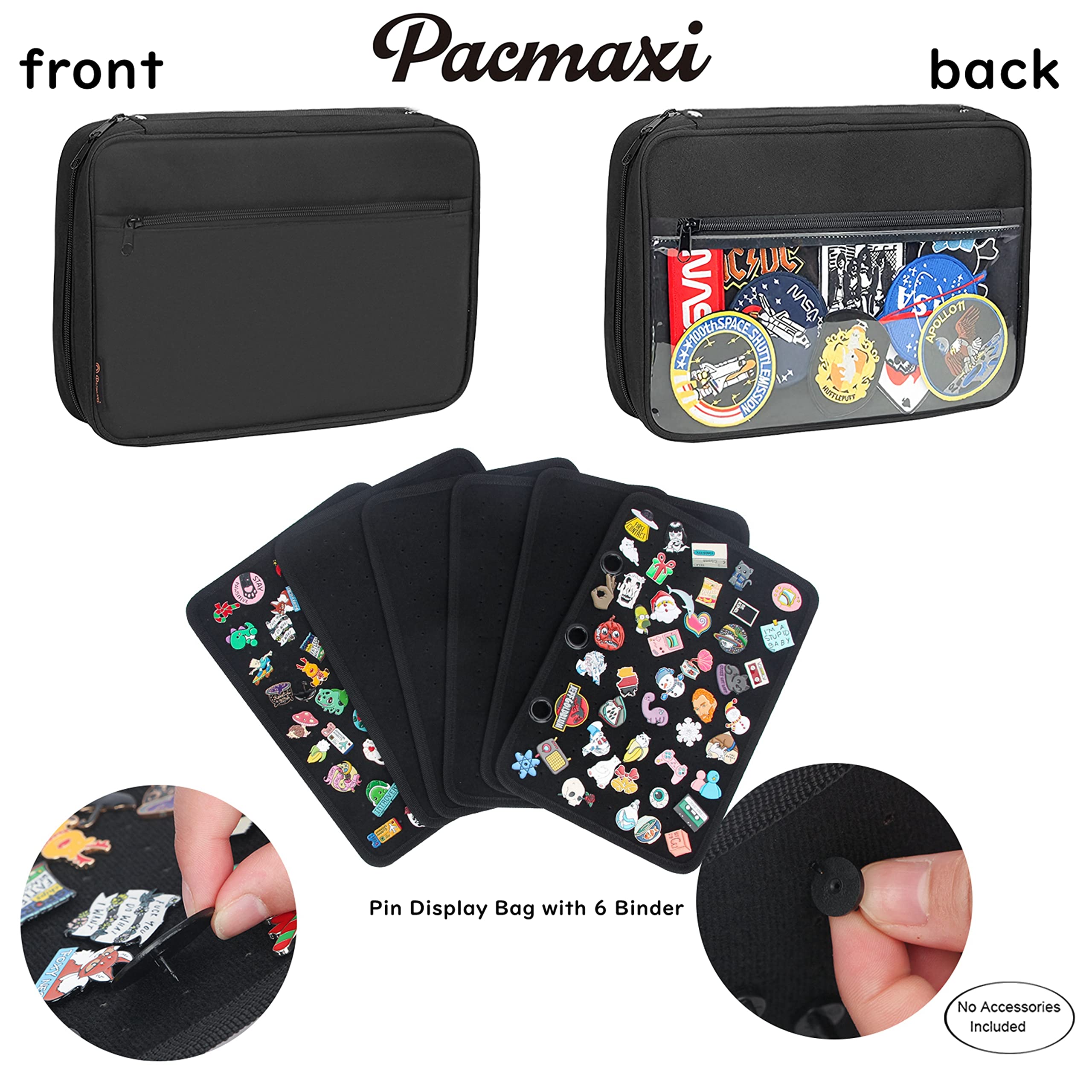 Enamel Pin Display Pages Pin Carrying Case, Pins Collection Storage Organizer Case, Travel Brooch Pin Display Bag with 6 Binder(Pins Not Included)
