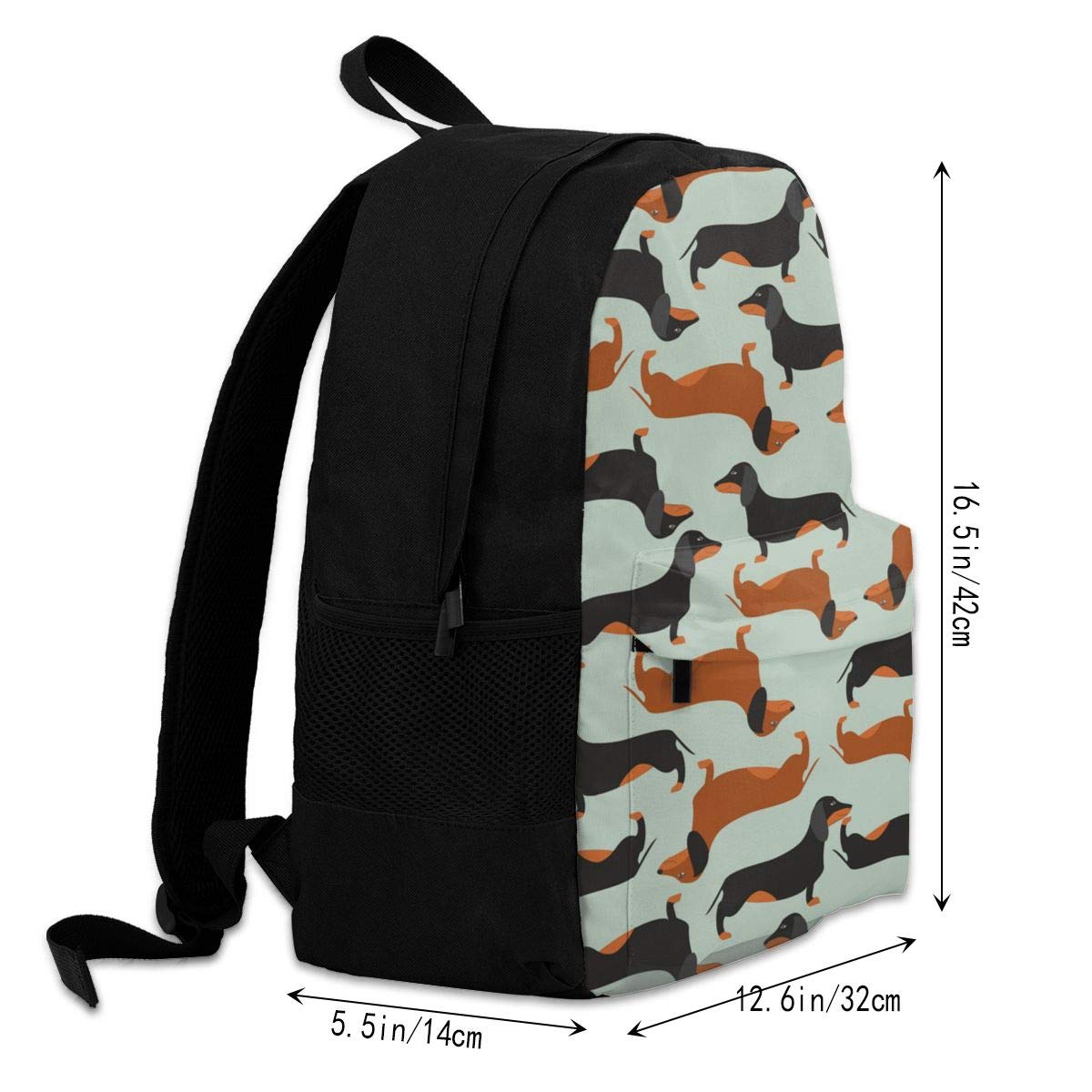 Black and Brown Dachshund Laptop Backpack Durable Lightweight School Bookbag Casual Daypack Travel Hiking Camping College