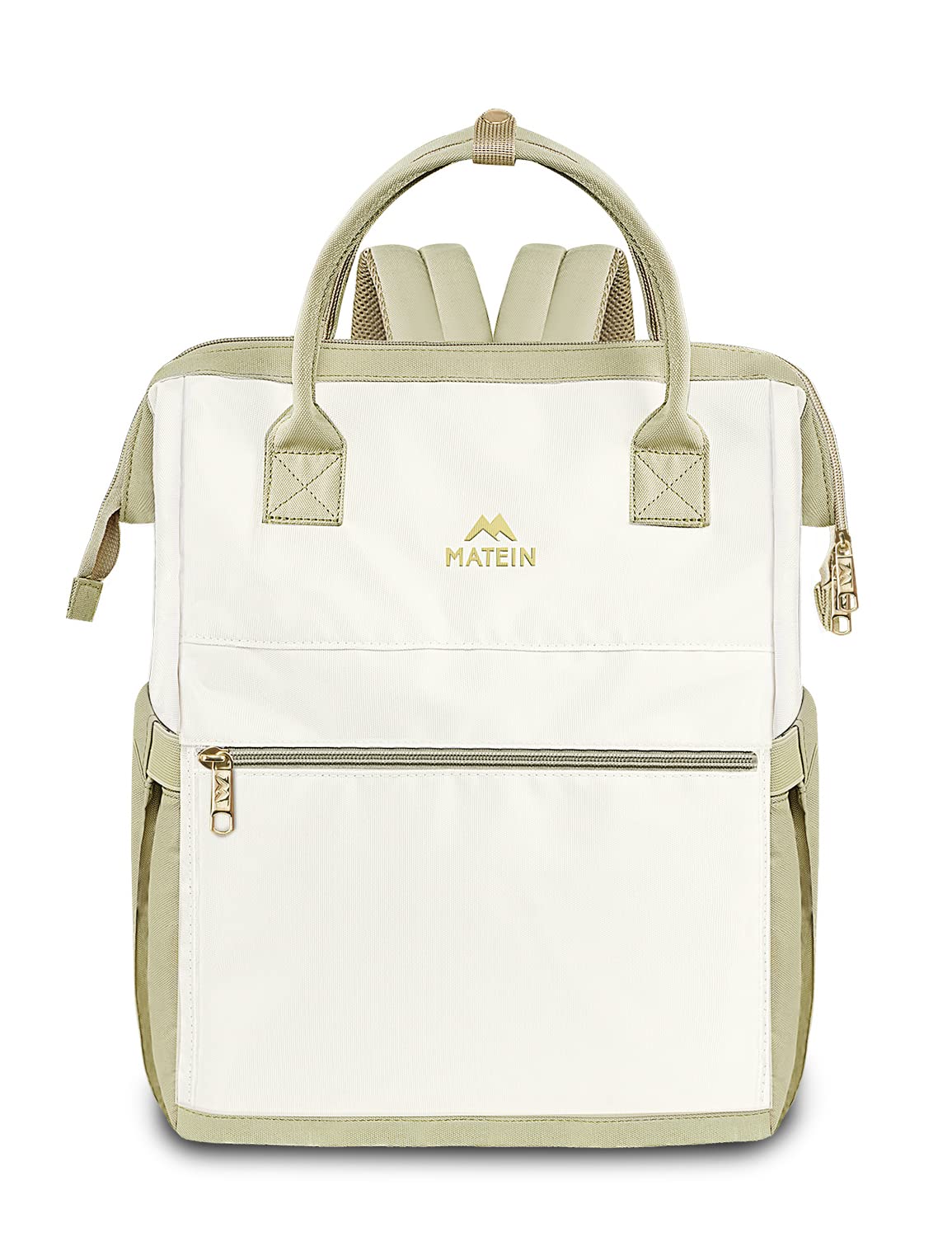 MATEIN ECO Friendly Backpack Purse for Women, Water Resistant Travel Backpack Business Computer Daypack Work Bag Fits 15.6 Inch Laptop, Sustainable Gifts for School Student Teacher Nurse, Beige