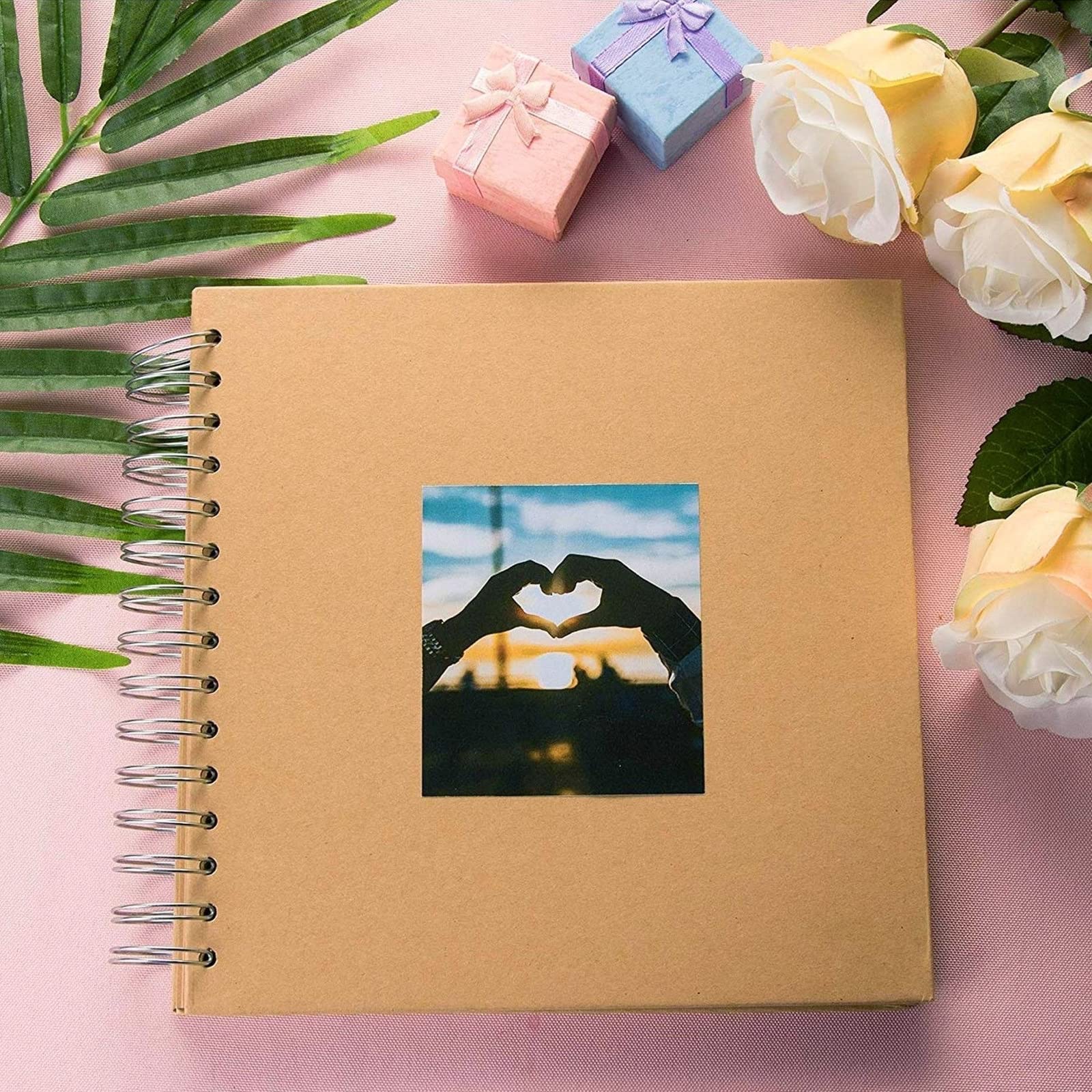 80 Pages Hardcover Kraft Scrapbook Albums, Blank DIY Journal for Scrapbooking (8x8 Inches)