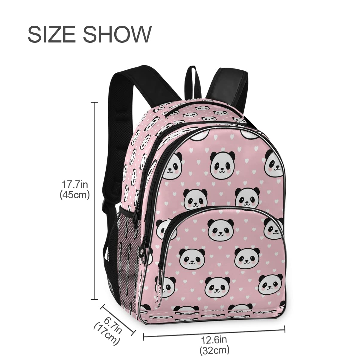 Panda Face Backpack for Girls,Pink Schoolbag Bookbags Travel Bag Daypack for Kids Student Teenagers