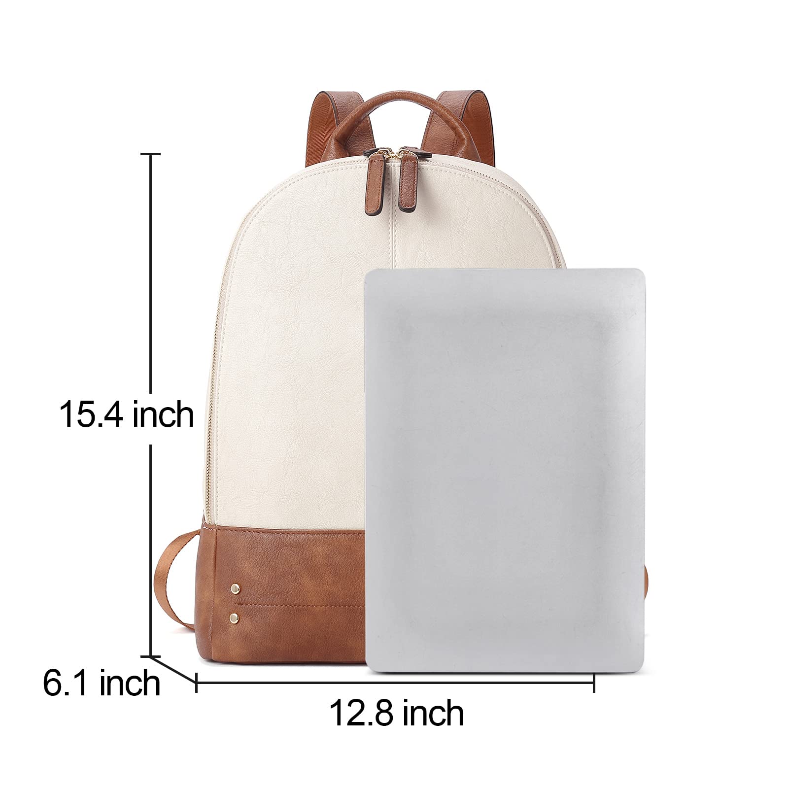 CLUCI Leather Laptop Backpack for Women 15.6 inch Computer Bag Travel Business Daypack Stone Pattern Black