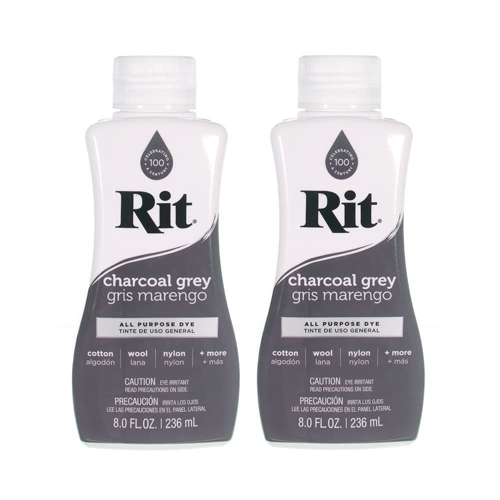 Rit Dye Multi-Purpose Liquid 8 OZ. | Great for Clothing, Accessories, Décor, and Much More | 2-Pack, Chacoal Gray
