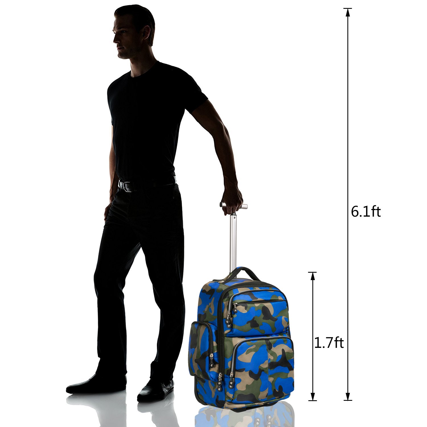 20 inches Big Storage Multifunction Travel Wheeled Rolling Backpack Luggage Books Laptop Bag by HollyHOME