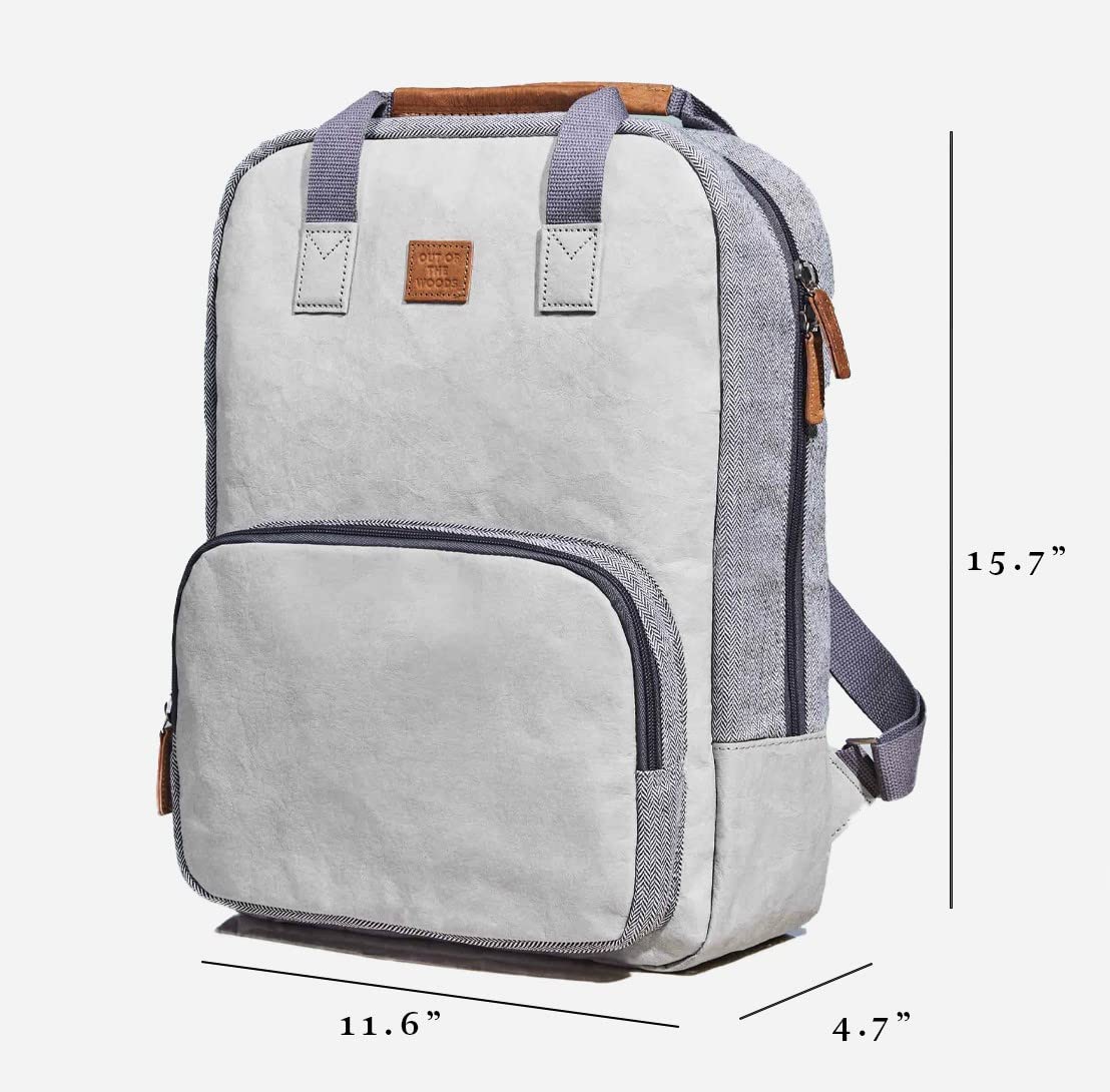 Out of the Woods Supernatural Paper Backpack Multi-Pocket Backpack with Vegan Paper – Washable Backpack with Zippered Body & Front Pocket – Sustainable, Ethical Backpack / Laptop Bag