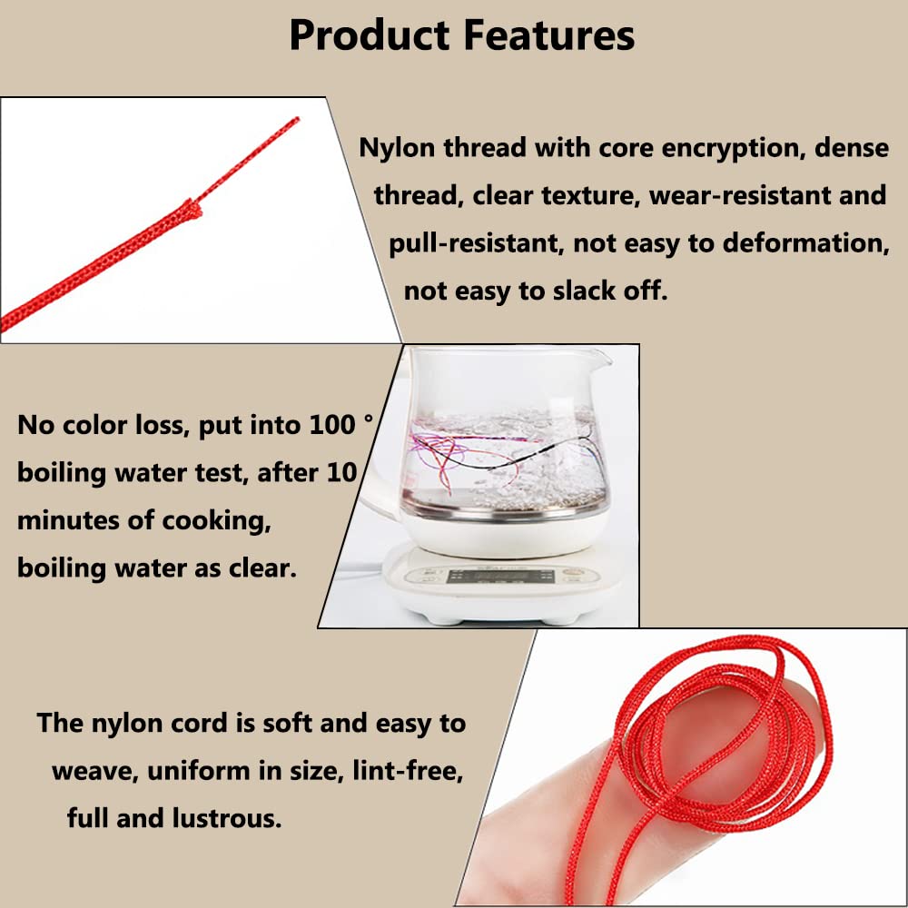 Nylon Cord for Bracelets, 6 Rolls 888 Feet 0.8 mm Beading String Cord for Kumihimo, Blinds String, Braided Bracelets, Chinese Knot, Wind Chime, Jewelry Making