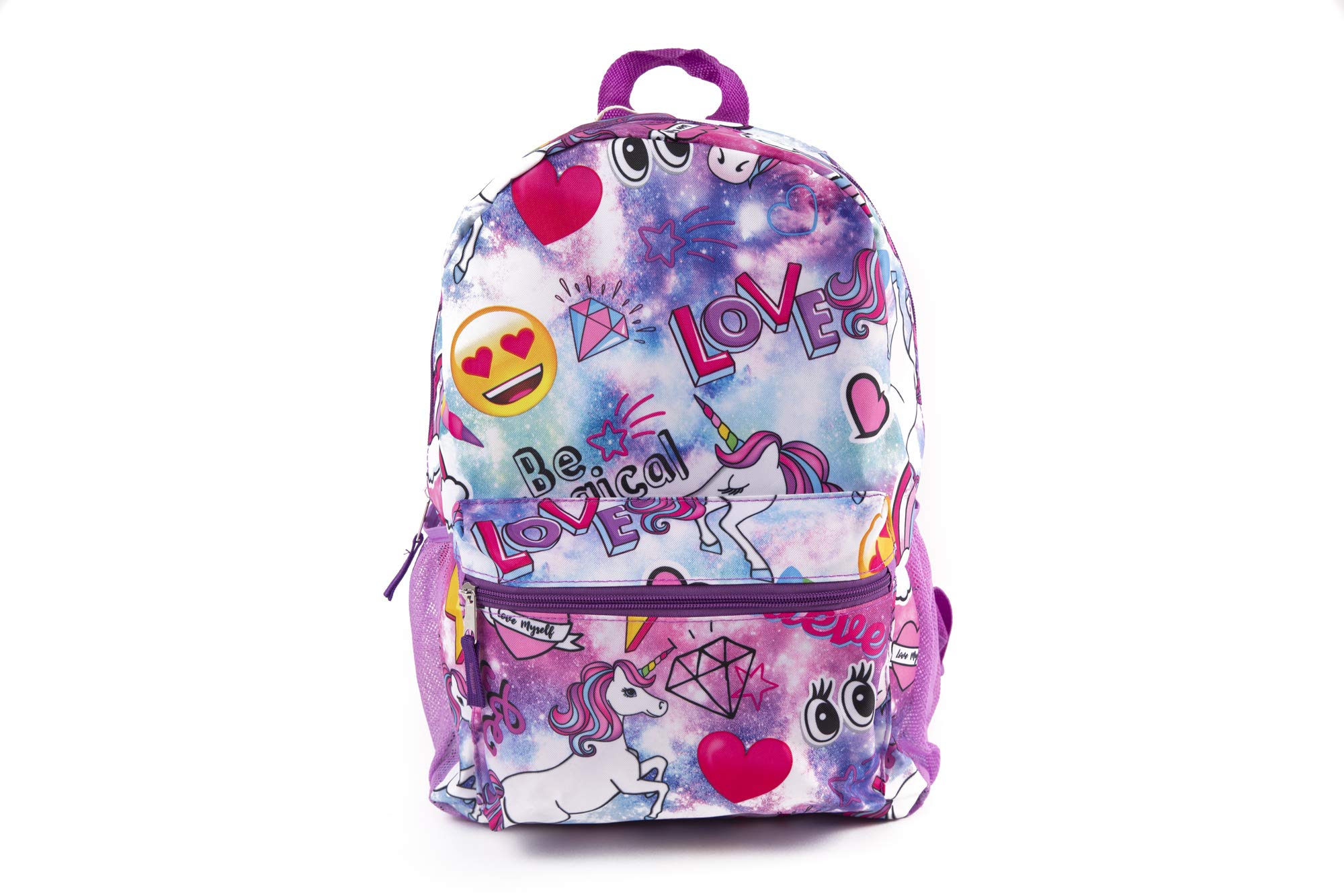 Fab Starpoint Unicorn Backpack for Girls with Headphones β Large, 16 inch, Girls School Backpack Set