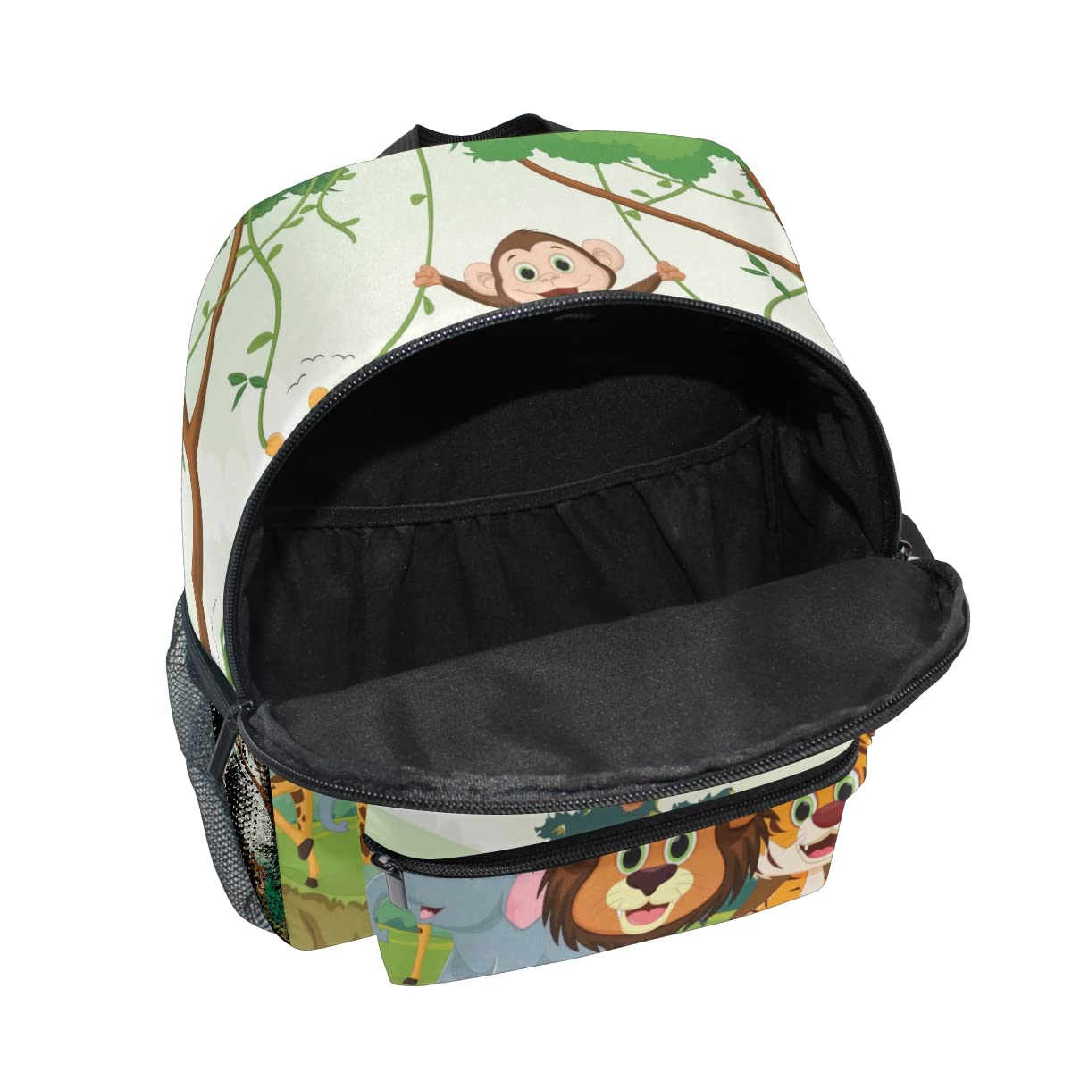 Glaphy Custom Kid's Name Backpack, Cartoon Monkey Lion Tiger Elephant Toddler Backpack for Daycare Travel, Personalized Name Preschool Bookbags for Boys Girls