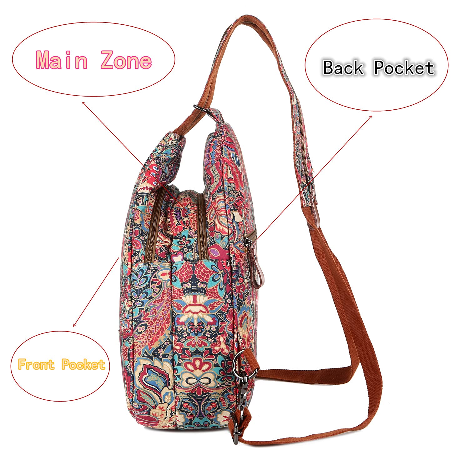Women's Small Sling Crossbody bag Casual Backpack Purse for Outdoor Travel Hiking Backpack Colorful XB-17 (HS)