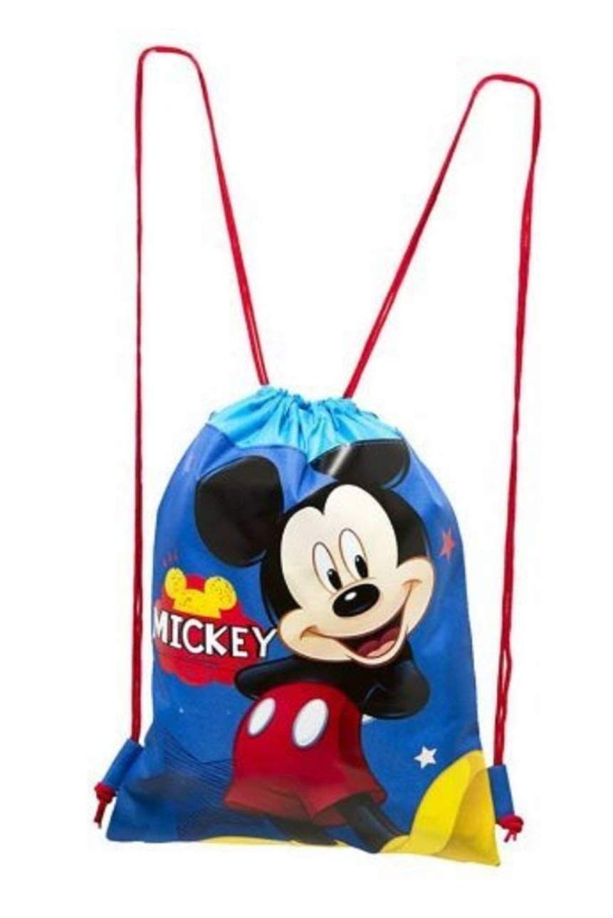 Disney Mickey and Minnie Mouse Drawstring Backpacks Plus Lanyards with Detachable Coin Purse and Autograph Books (Set of 6) (Pink - Dark Blue)